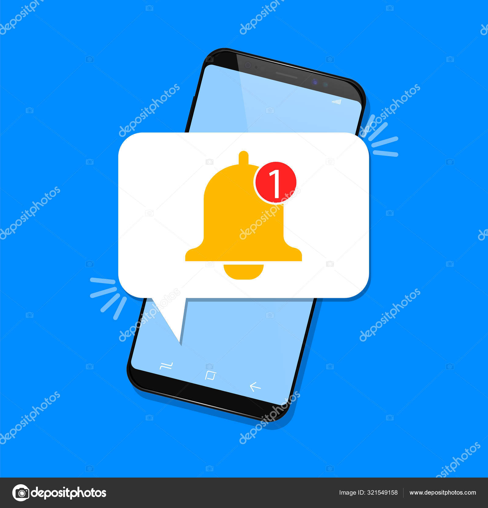 New notification. Notification bell icon. Notification in phone. Stock ...