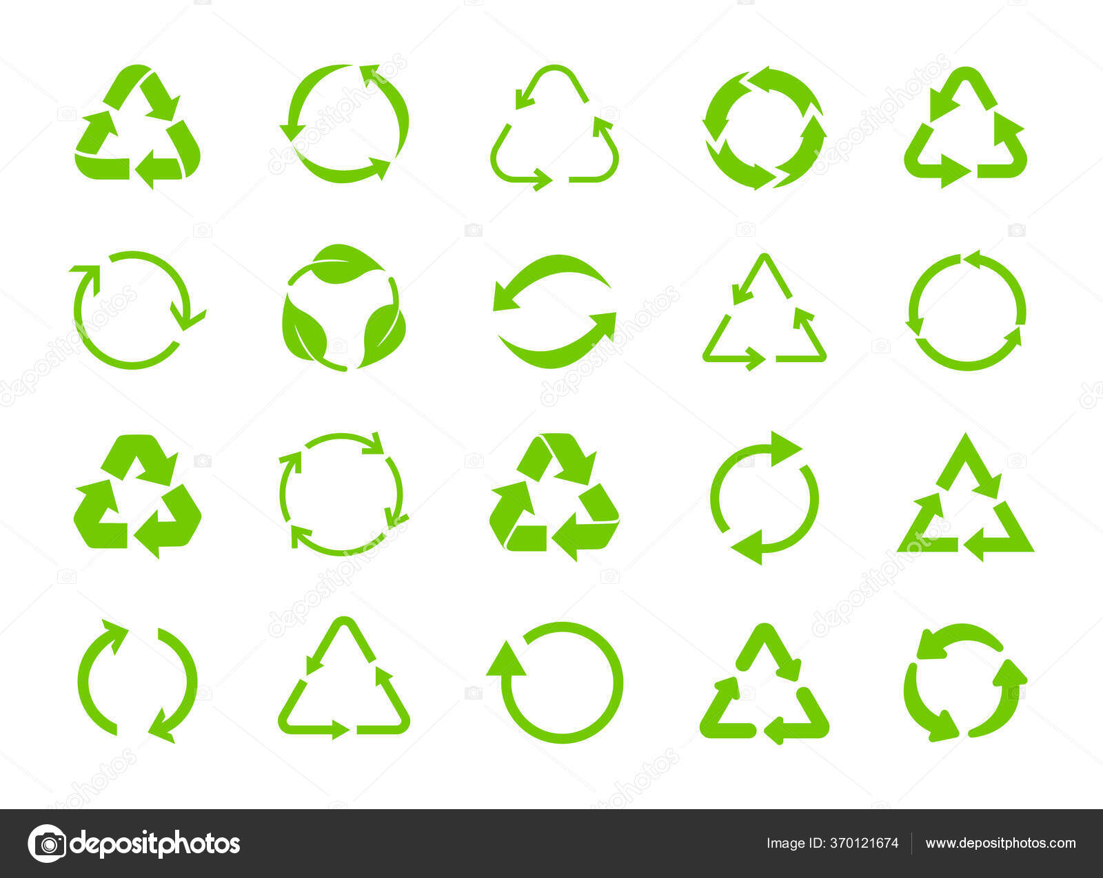 Iconos Reciclaje Verde Conjunto Símbolos Reciclaje Flechas Vectoriales Vector de stock por ...