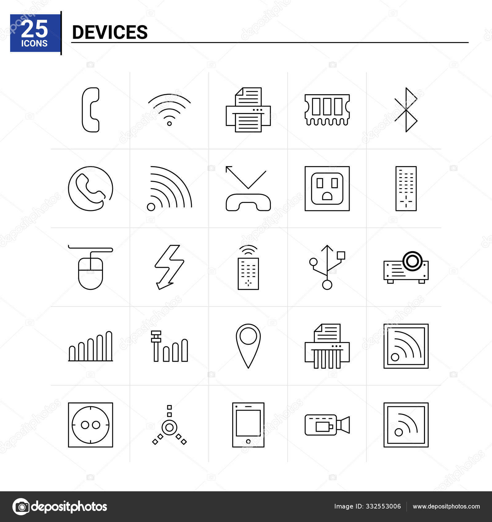 25 Devices icon set. vector background Stock Vector by ©Flatart 332553006
