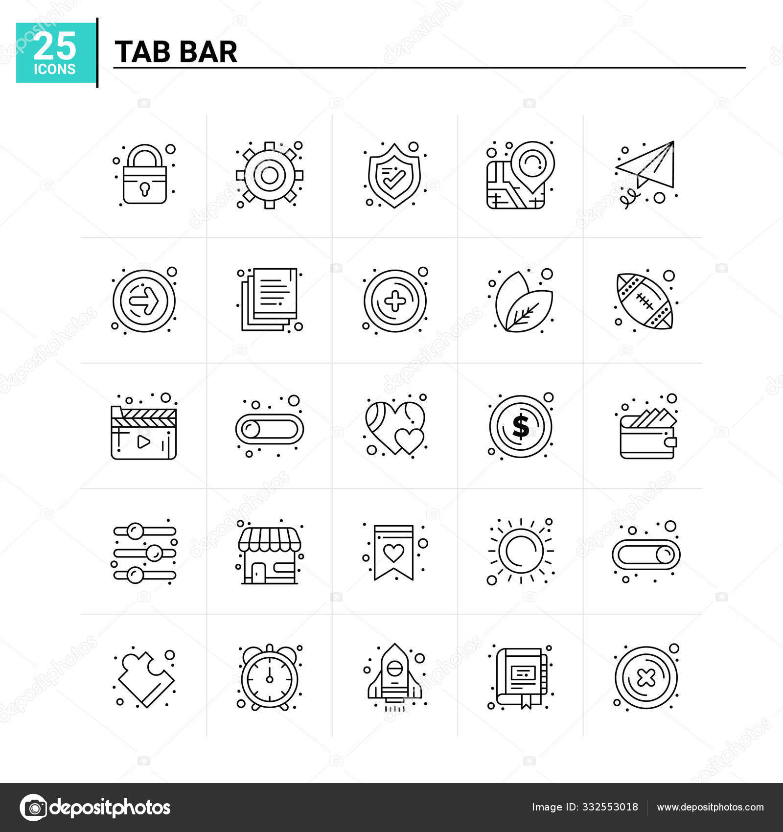 25 Tab Bar icon set. vector background Stock Vector Image by ©Flatart ...