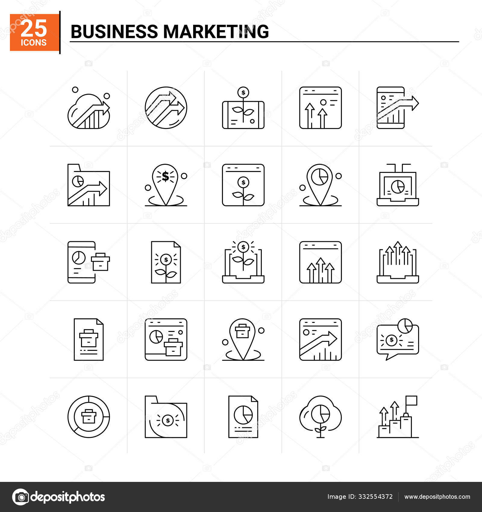 25 Business Marketing icon set. vector background Stock Vector by ...