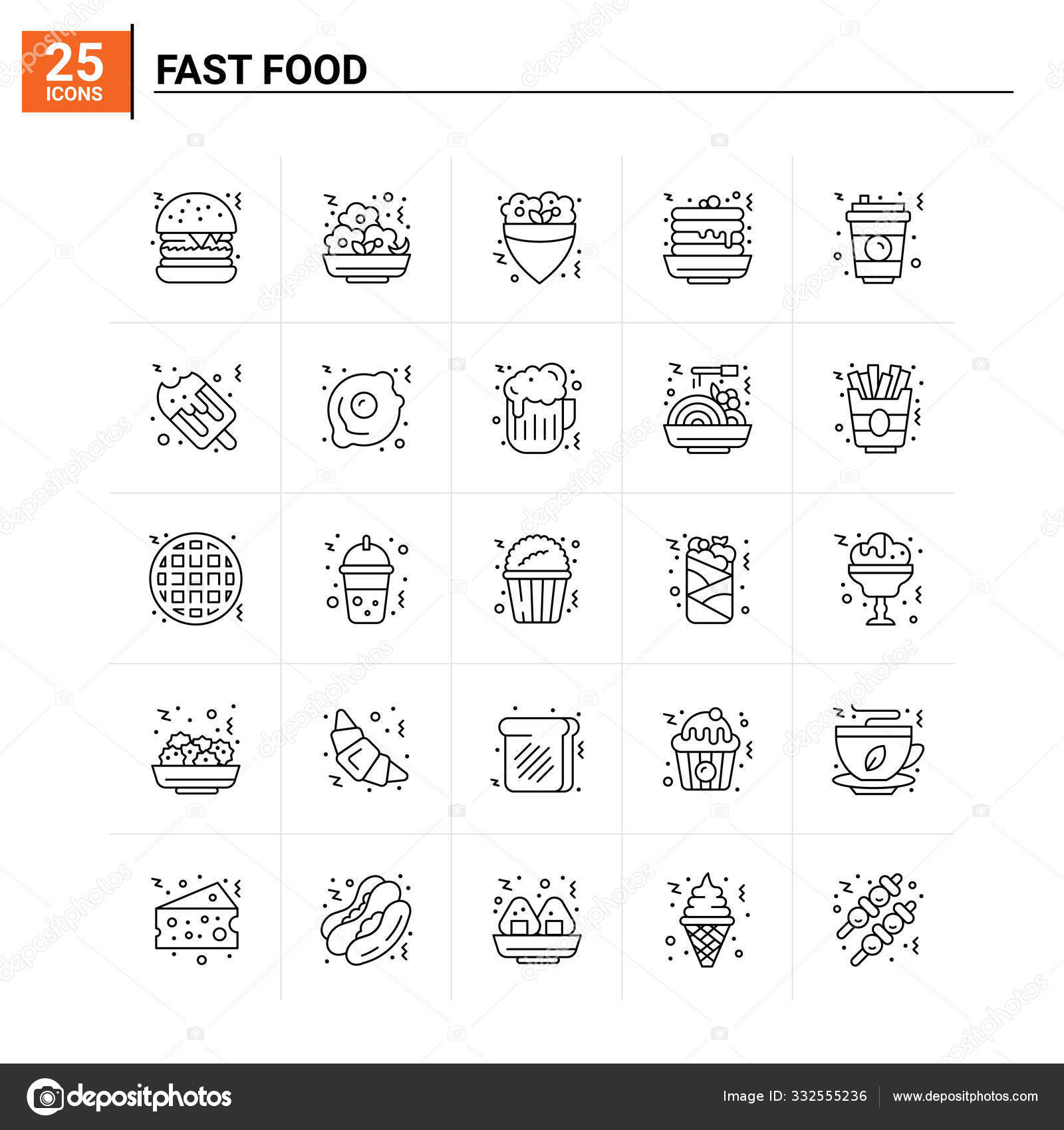 25 Fast Food icon set. vector background Stock Vector by ©Flatart 332555236