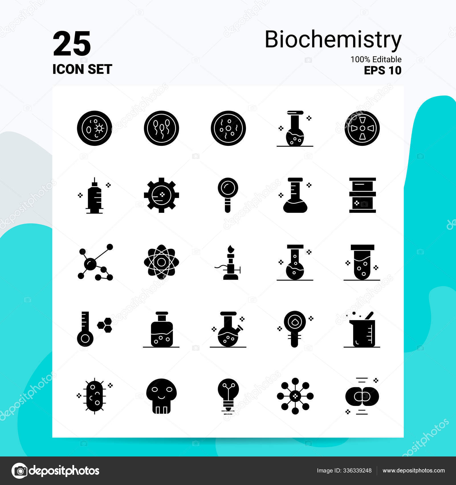 25 Biochemistry Icon Set. 100% Editable EPS 10 Files. Business L Stock ...