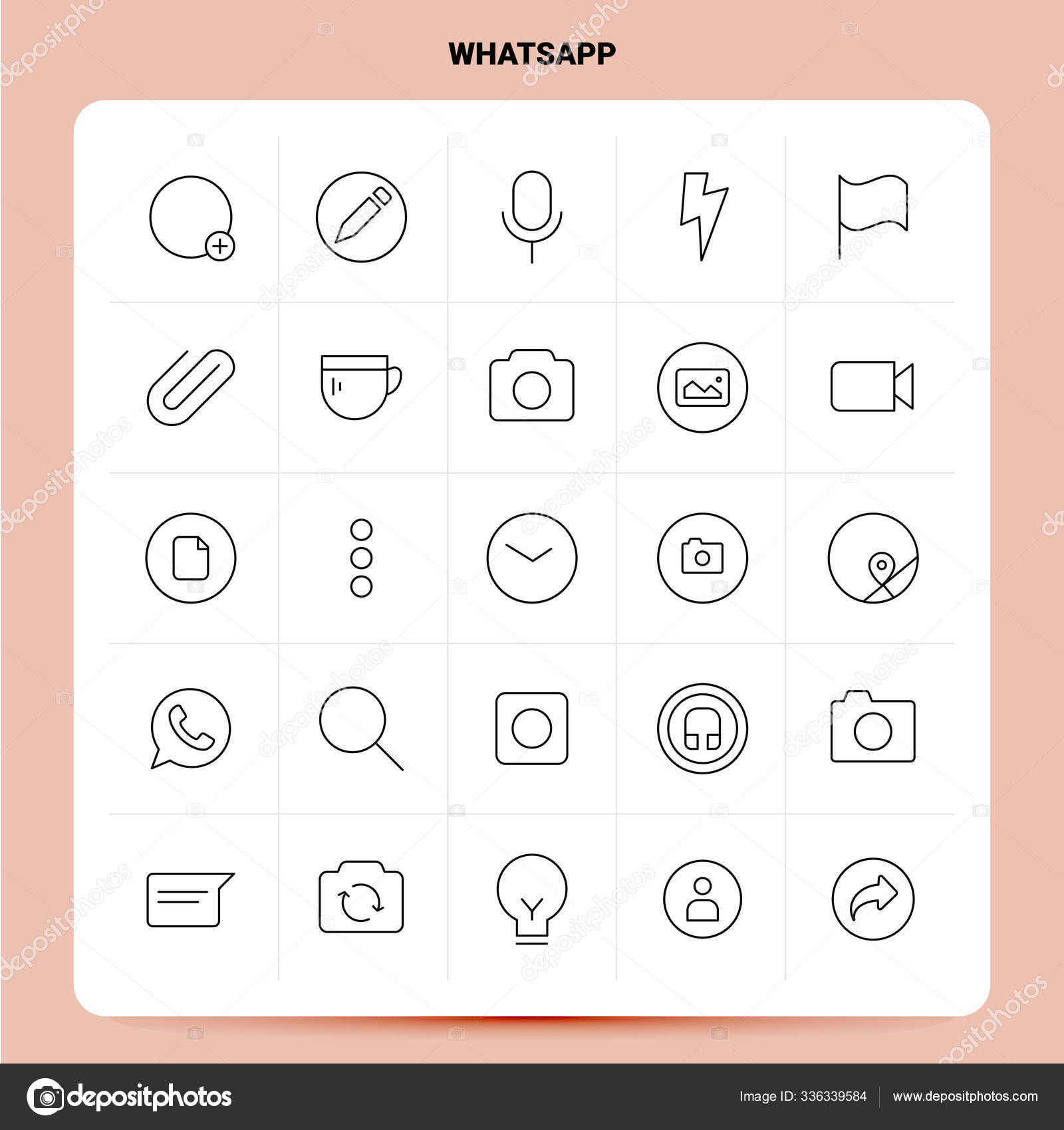 OutLine 25 WhatsApp Icon set. Vector Line Style Design Black Ico Stock ...