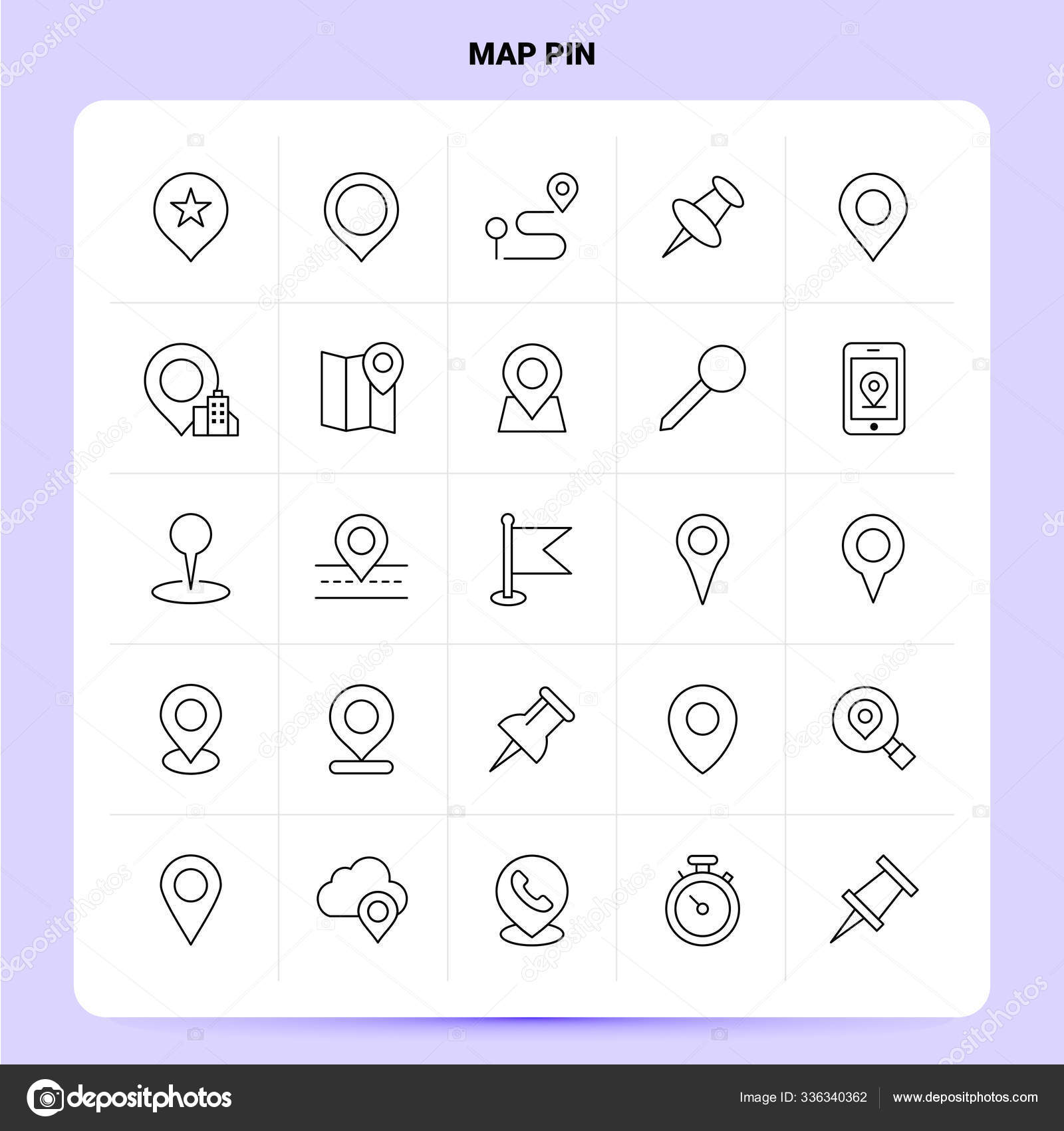 Aperçu 25 Carte Pin Icône ensemble. Conception de style de ligne ...