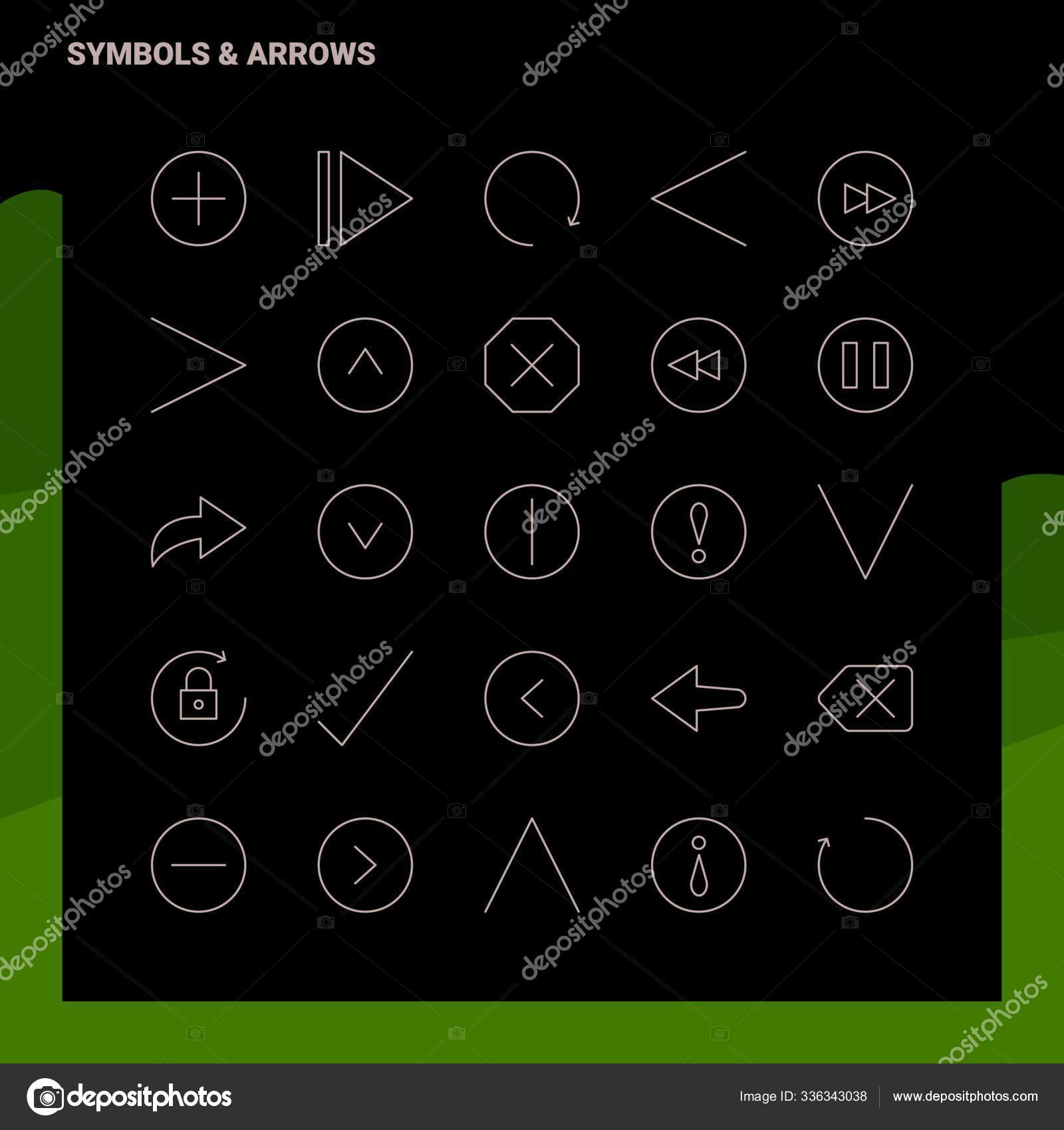 Set of Symbols & Arrows Line Icon set 25 Icons. Vector Minimalis Stock ...