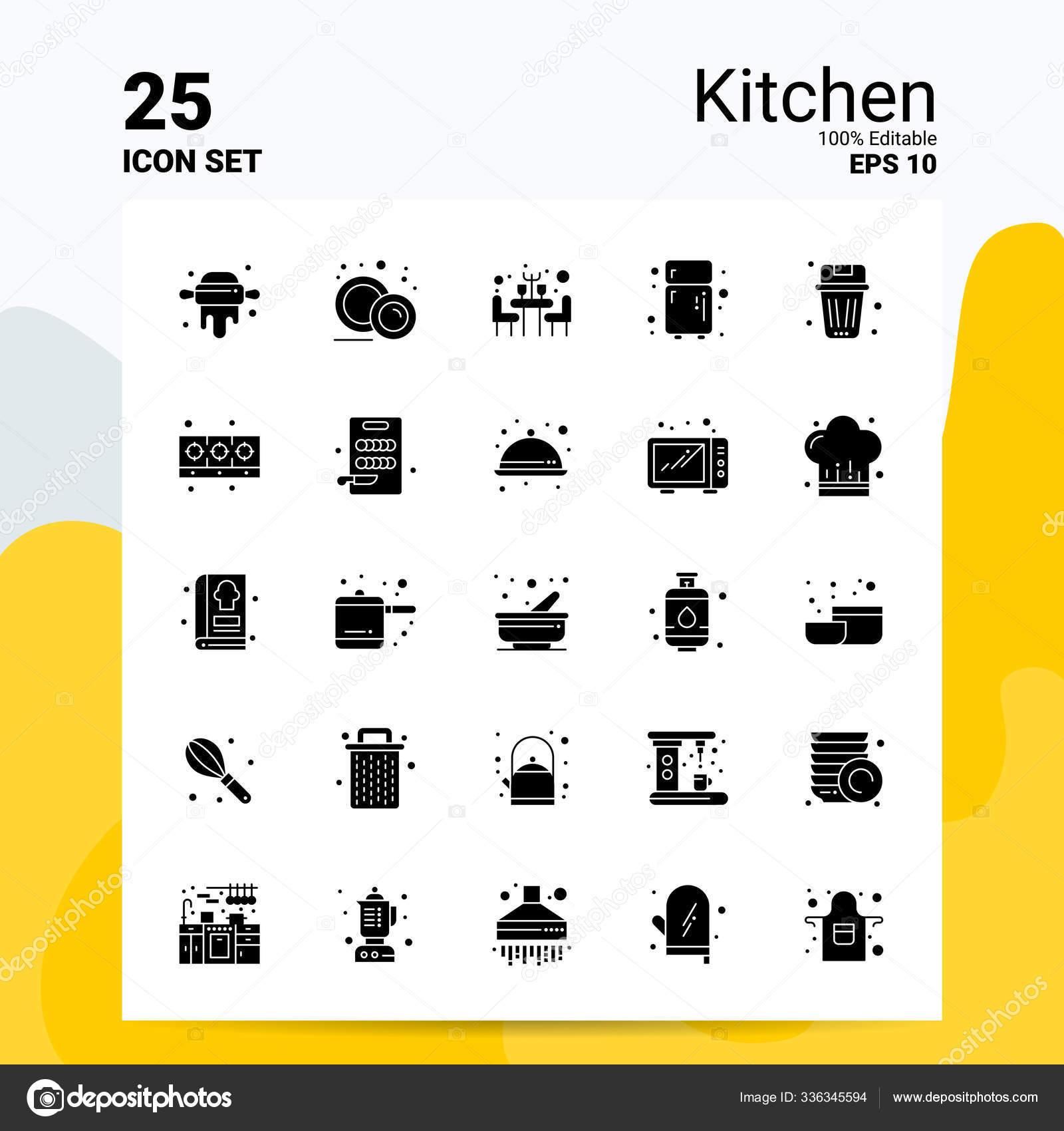 25 Kitchen Icon Set. 100% Editable EPS 10 Files. Business Logo C Stock ...