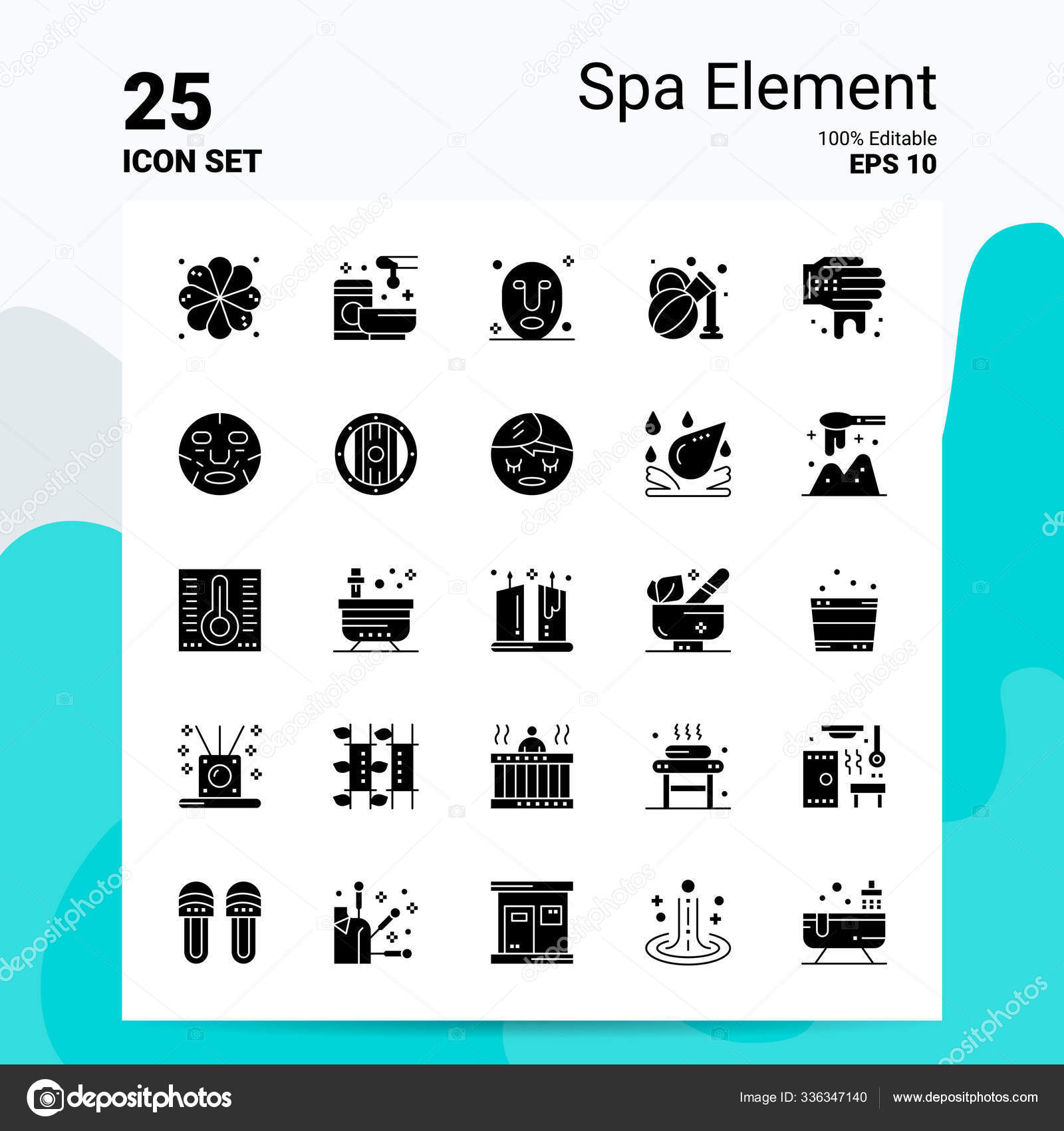 Set de iconos de elemento spa 25. Archivos EPS 10 100% editables. Negocio Lo Vector de stock ...