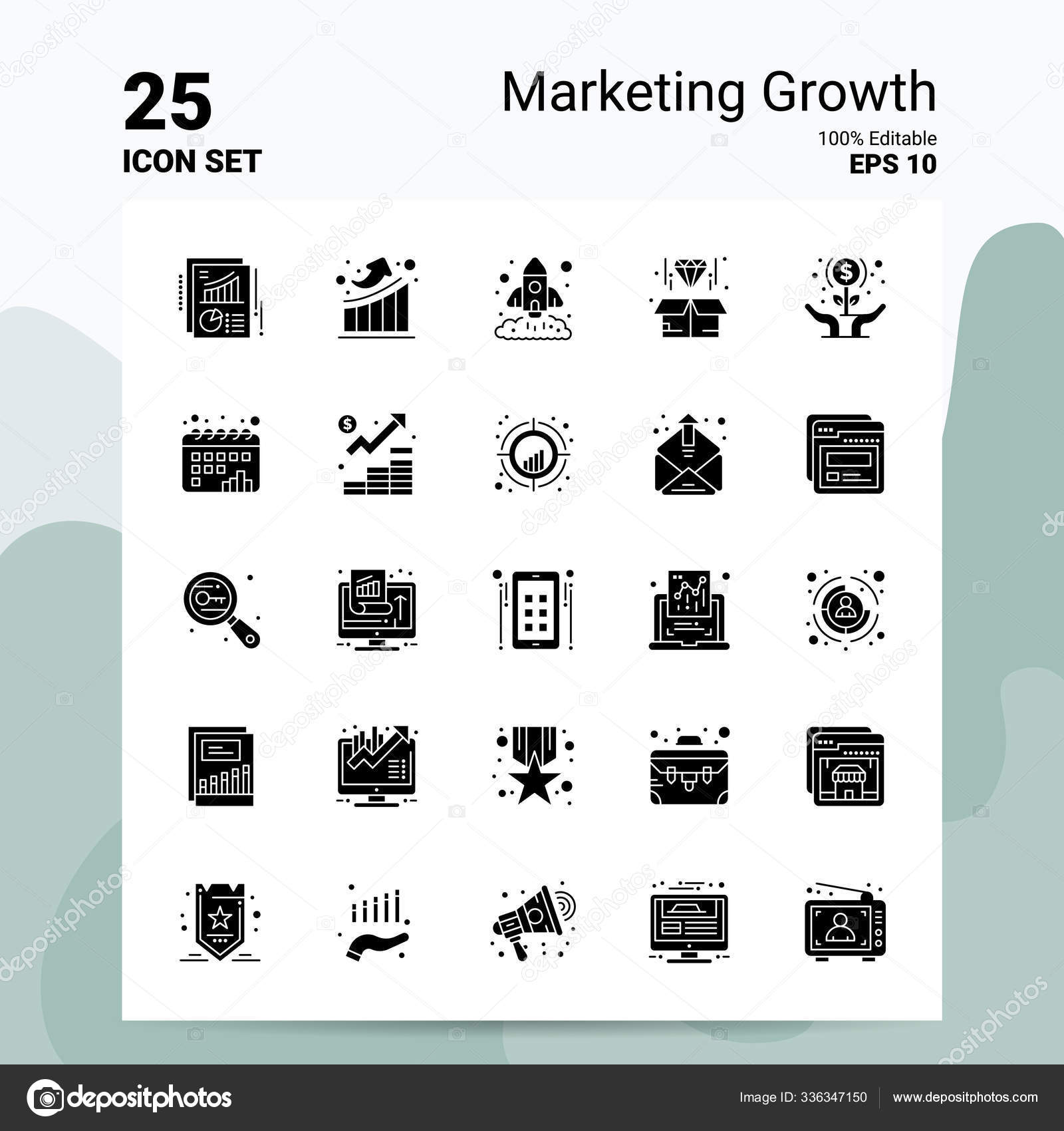 25 Marketing Growth Icon Set. 100% Editable EPS 10 Files. Busine Stock ...