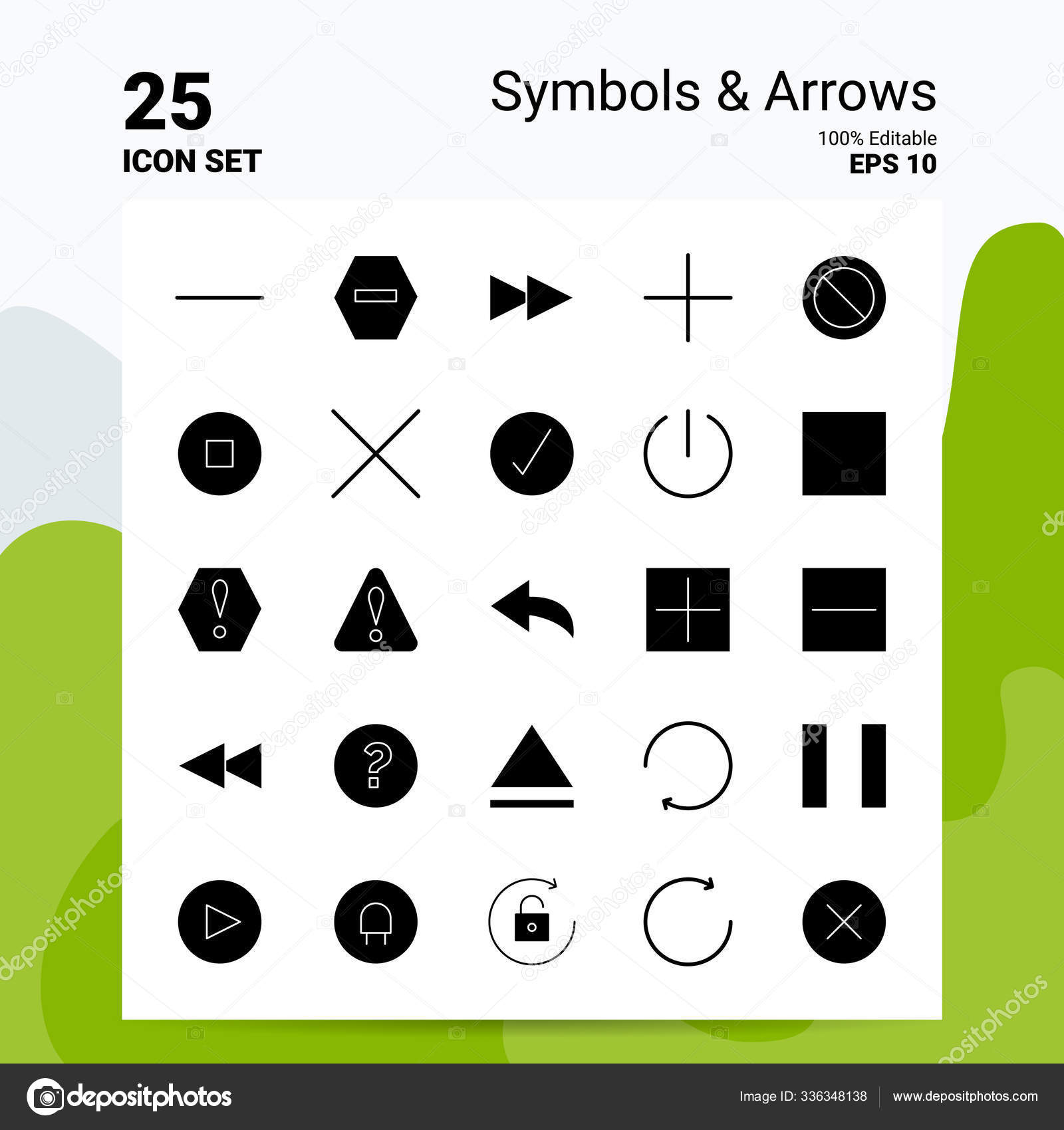 25 Symbols & Arrows Icon Set. 100% Editable EPS 10 Files. Busine Stock ...