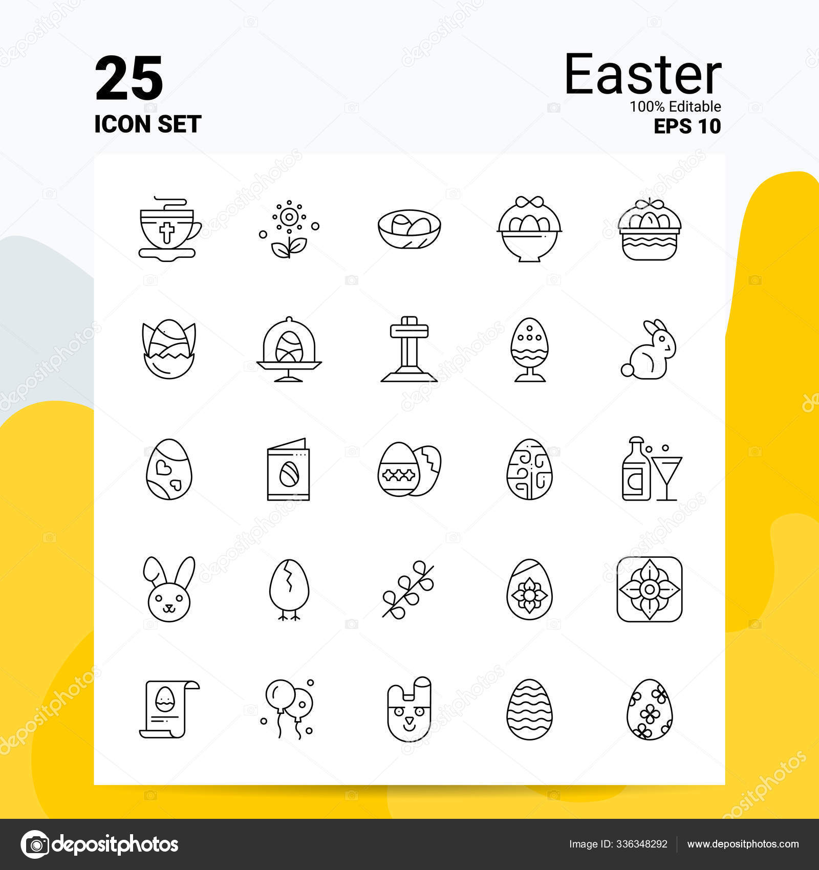 25 Easter Icon Set. 100% Editable EPS 10 Files. Business Logo Co Stock ...