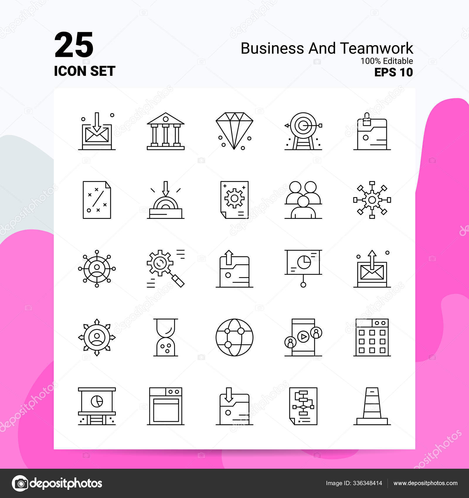 25 Business And Teamwork Icon Set. 100% Editable EPS 10 Files. B Stock ...