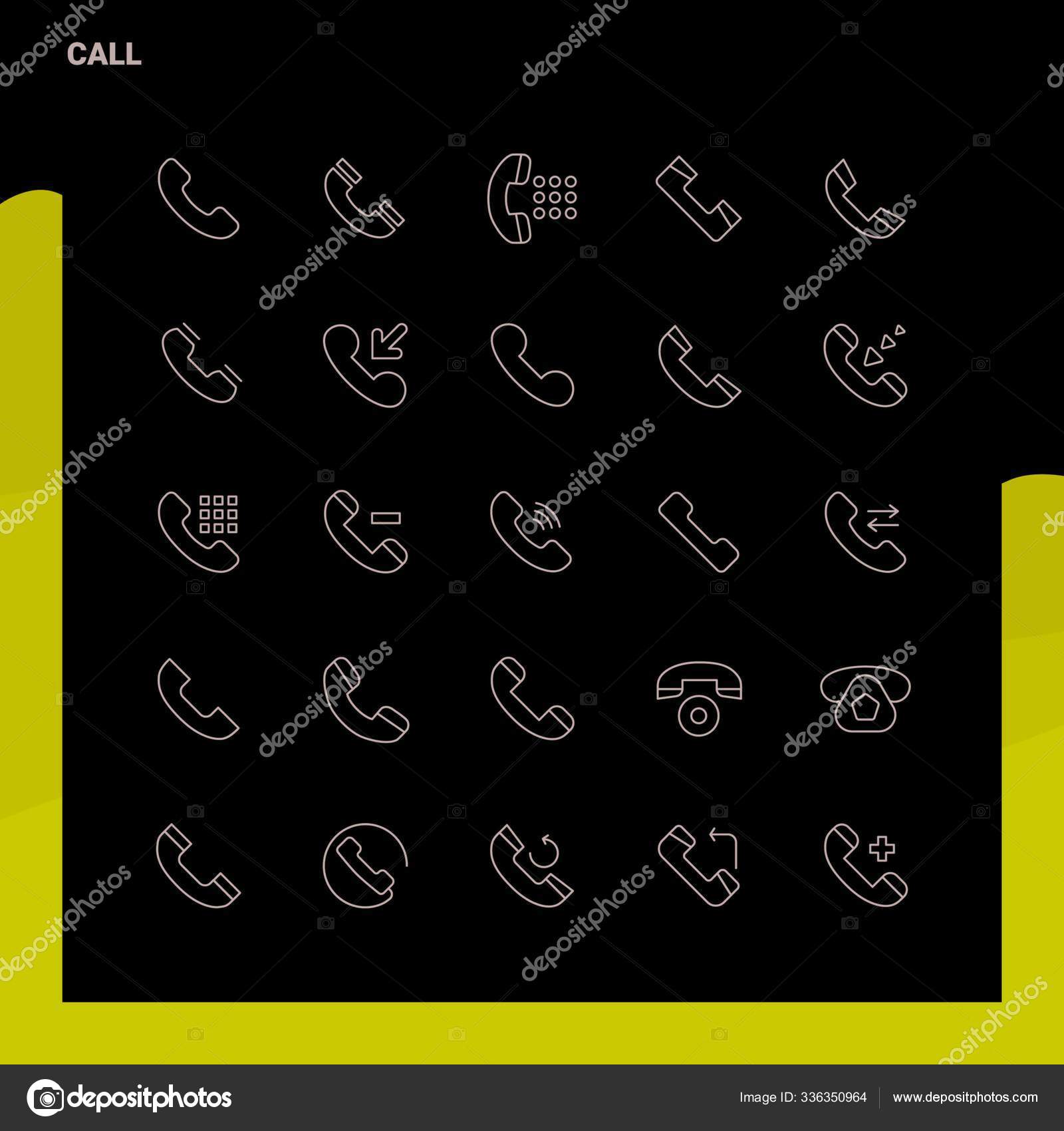 Set of Call Line Icon set 25 Icons. Vector Minimalism Style Desi Stock ...