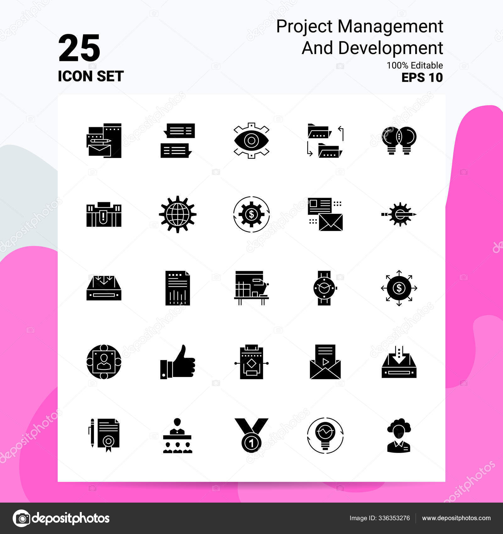 25 Project Management and Development Icon Set. 100% Editable EP Stock ...