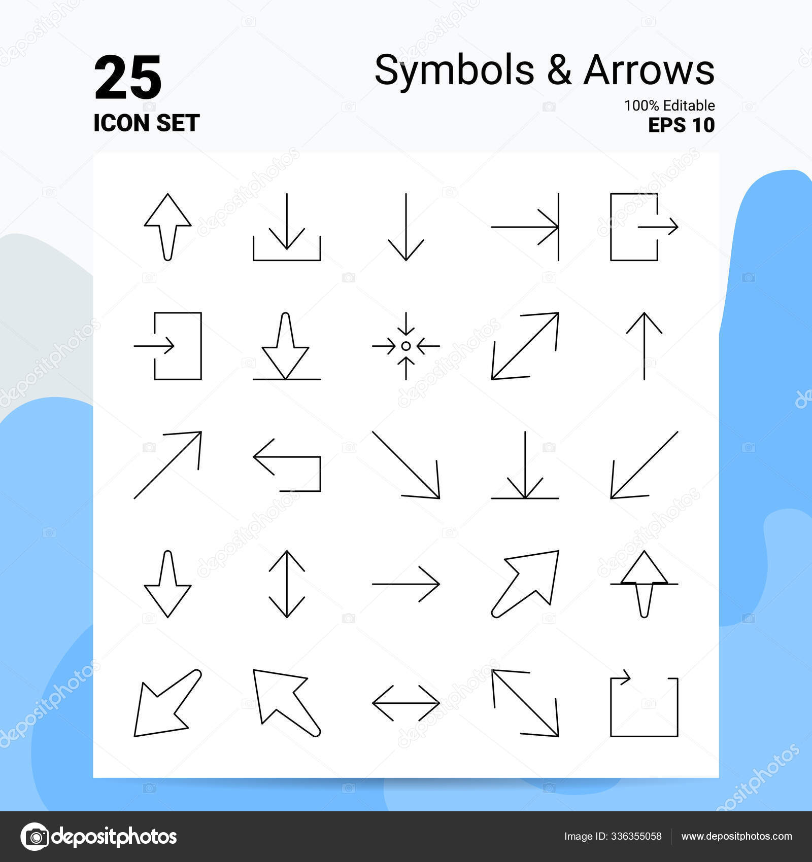 25 Symbols & Arrows Icon Set. 100% Editable EPS 10 Files. Busine Stock ...