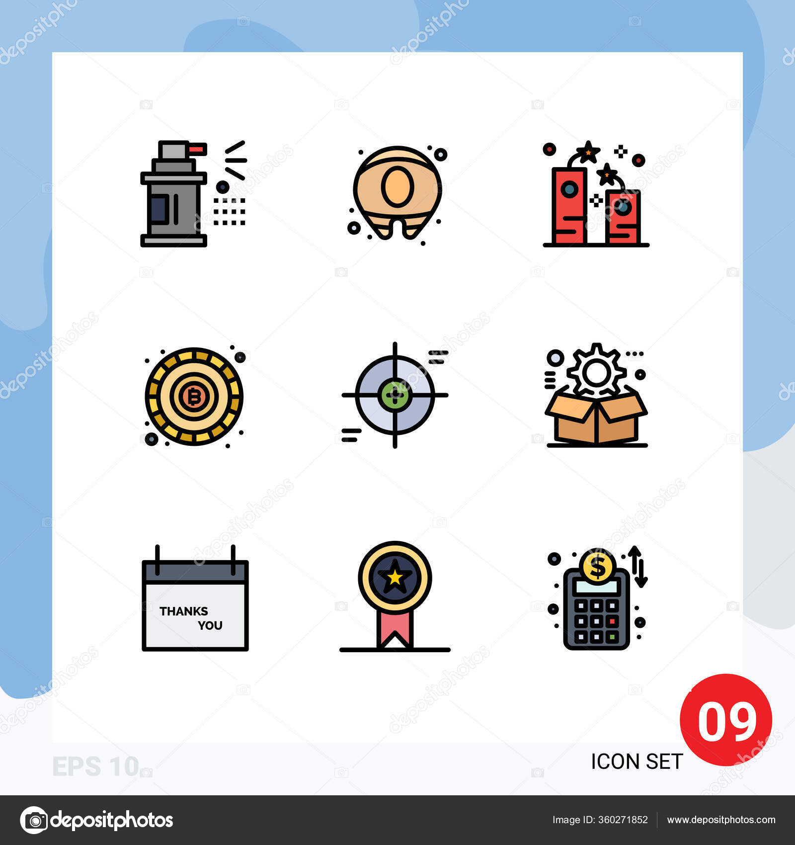 Universal Filledline Flat Color Signs Symbols Reticle Crosshair ...