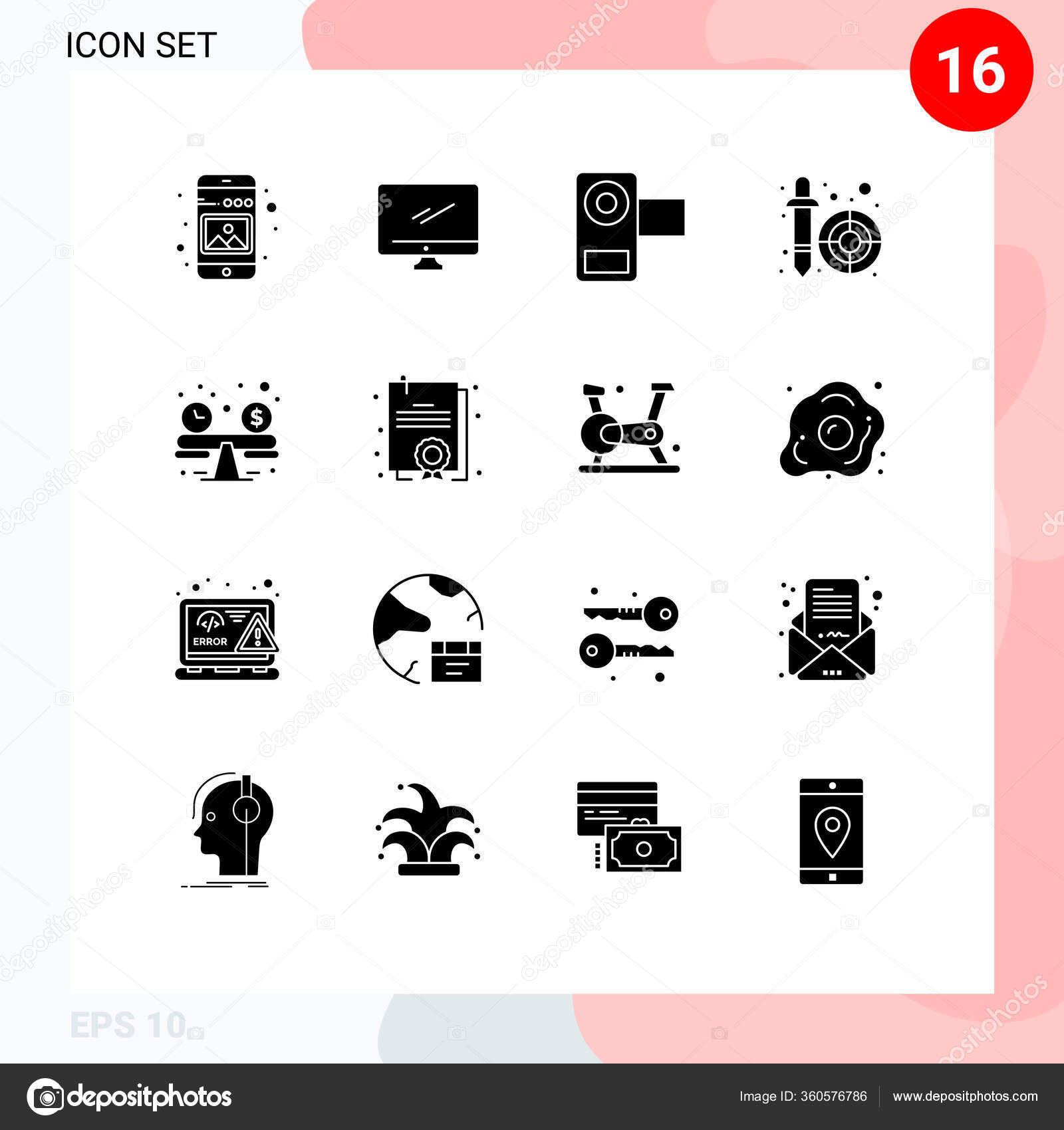 Group Solid Glyphs Signs Symbols Picker Color Picker Imac Video Stock ...