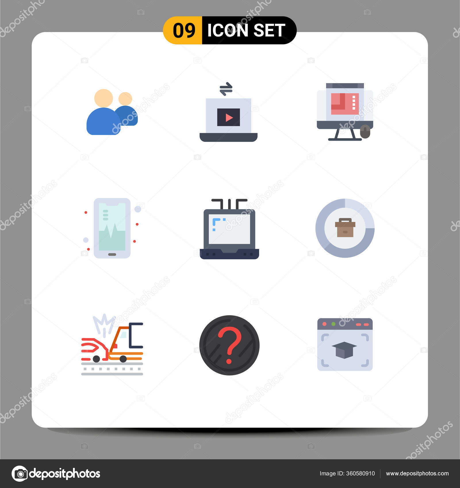 User Interface Pack Basic Flat Colors Analysis Laptop Css Design Stock ...