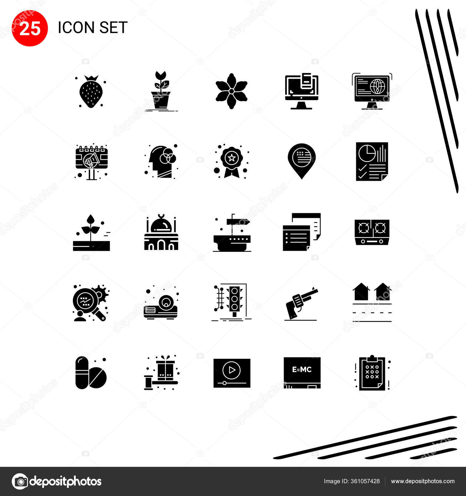 Signos Glifos Sólidos Universales Símbolos Contenido Pantalla Planta ...