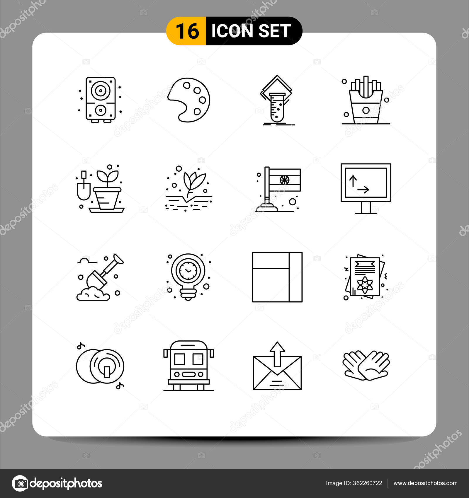 Thematic Vector Outlines Editable Symbols Hobbies French Fries Lab Food Stock Vector Image By