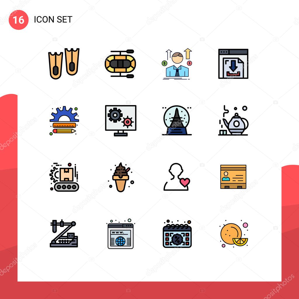 Paquete de línea de vectores editables de 16 líneas llenas de color ...