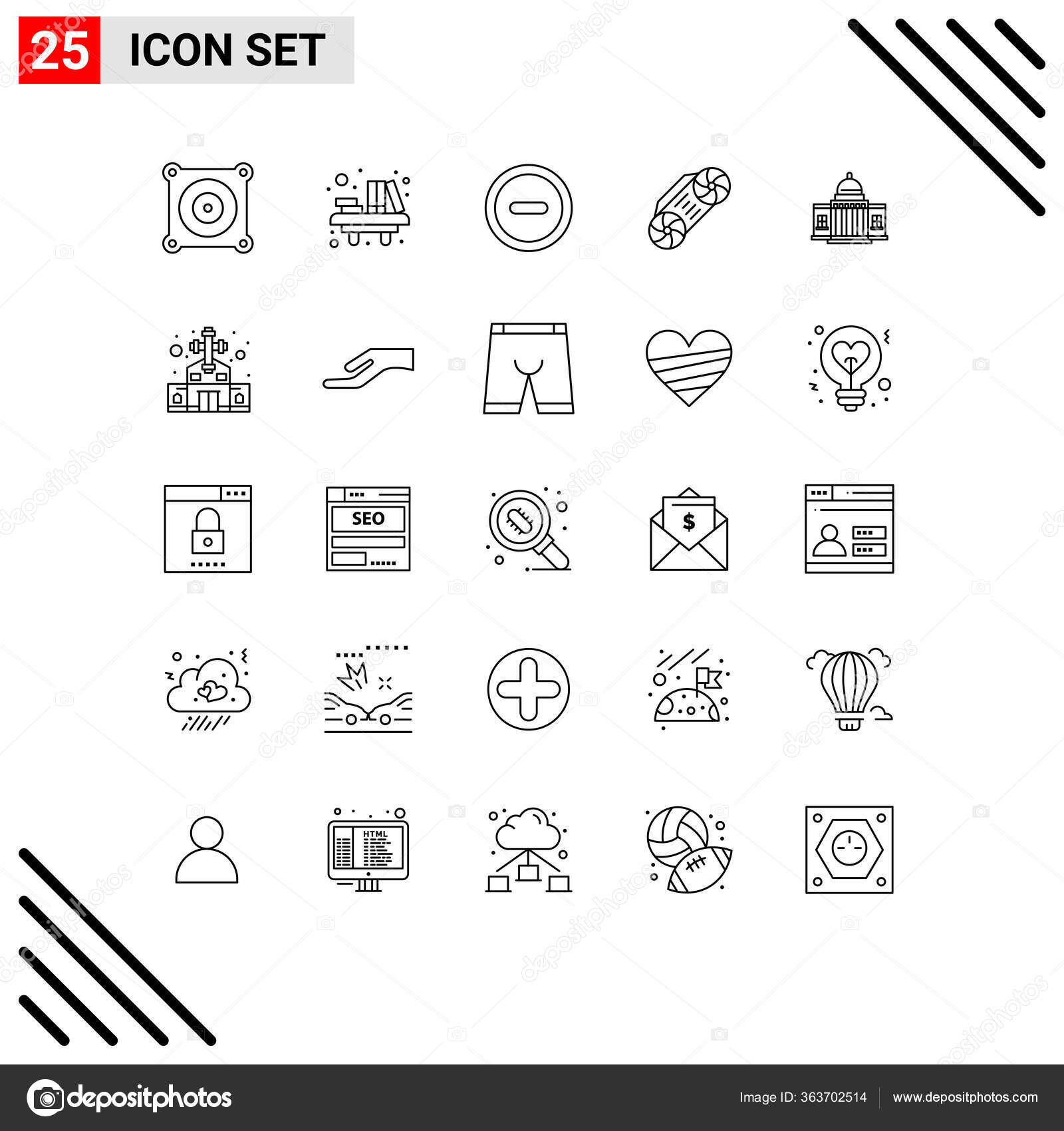 Line Pack Universal Symbols House America Interface Whtiehouse Music ...