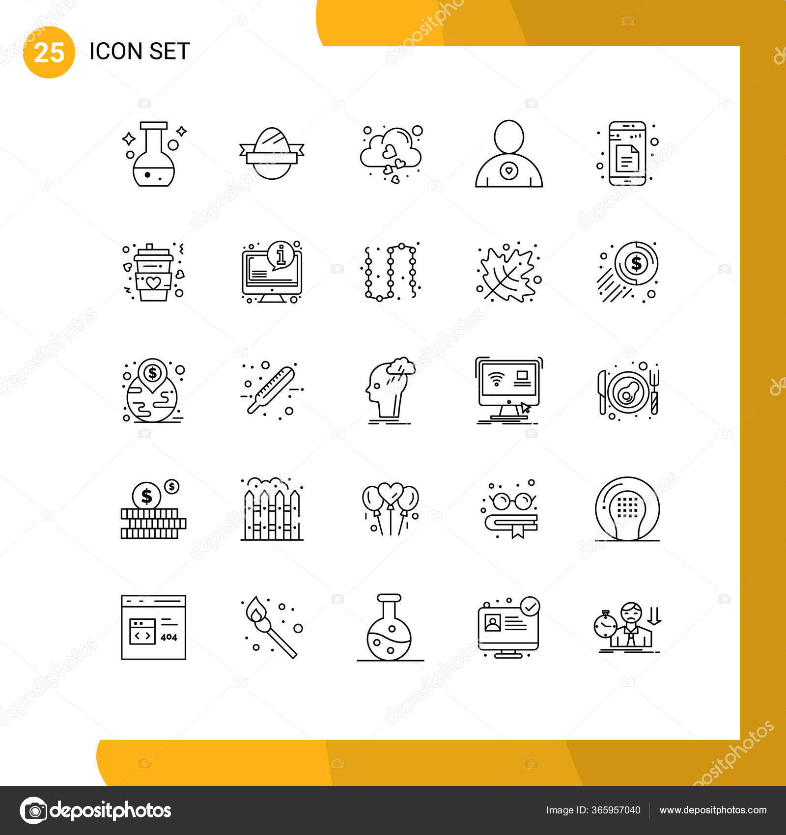 Line Pack Universal Symbols Sheets Data Cloud Heart Favorite Editable ...