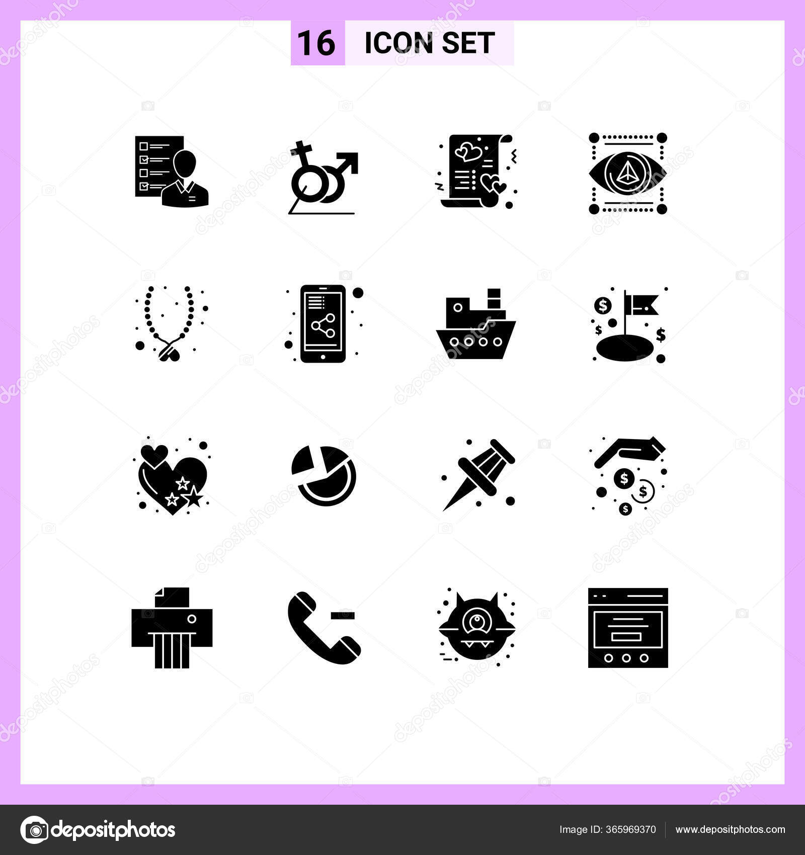 Thematic Vector Solid Glyphs Editable Symbols Marry Invite Men Heart ...