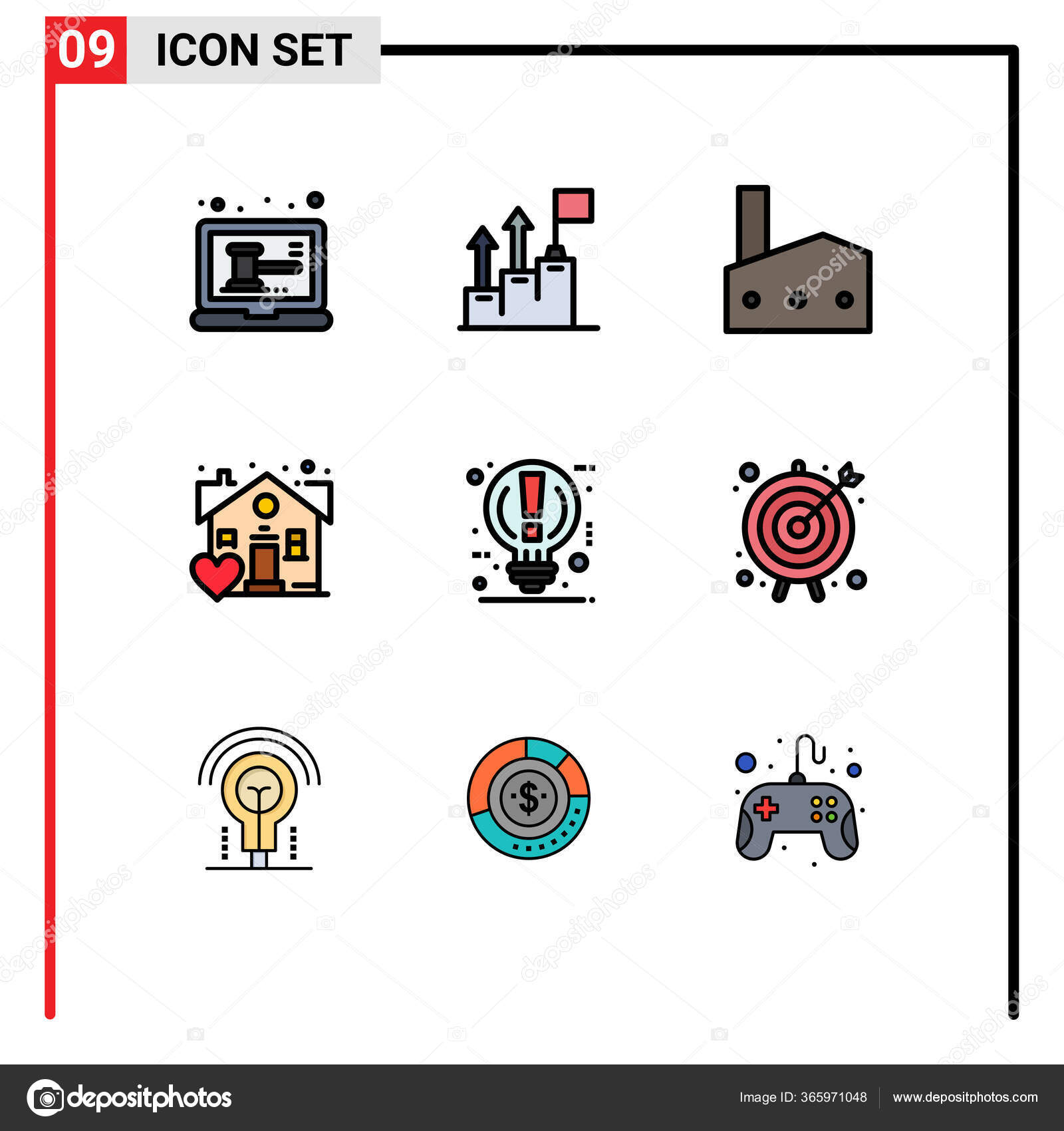 Thematic Vector Filledline Flat Colors Editable Symbols Bulb Favorite ...