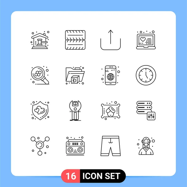 Stock Vector Icon Pack of 16 Line Signs and Symbols for search ...