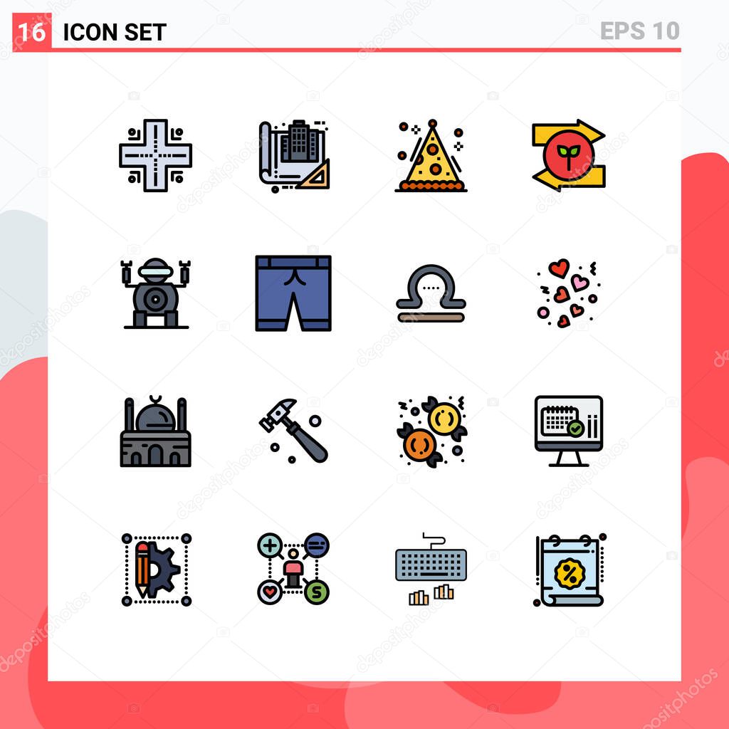 Paquete de línea de vectores editables de 16 líneas llenas de color ...