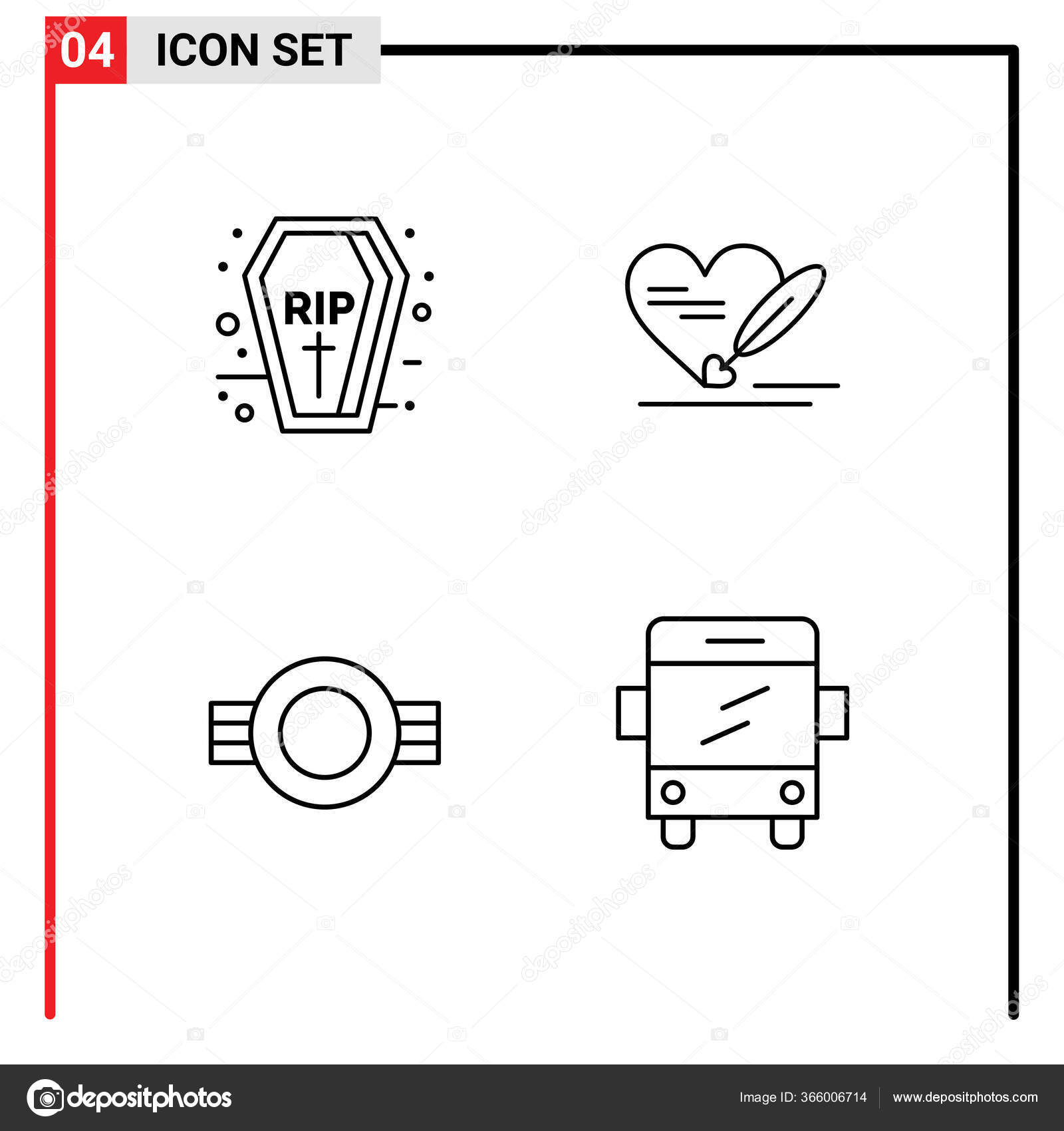 Universal Line Signs Symbols Coffin Insignia Rip Heart Plain Editable ...