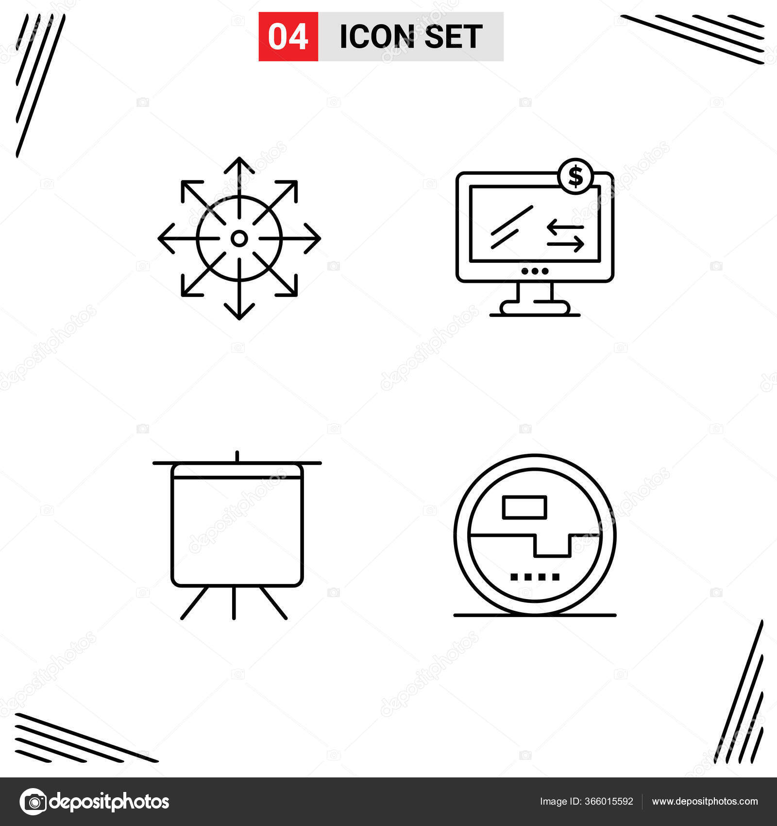 Universal Line Signs Symbols Ads Board News Monitor Presentation ...