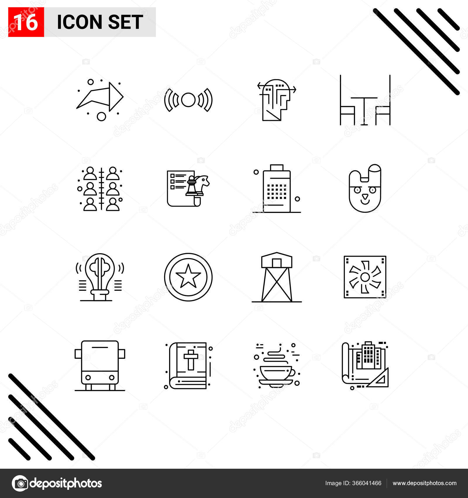 Modern Set Outlines Symbols Team Building Strategy Table Dining ...