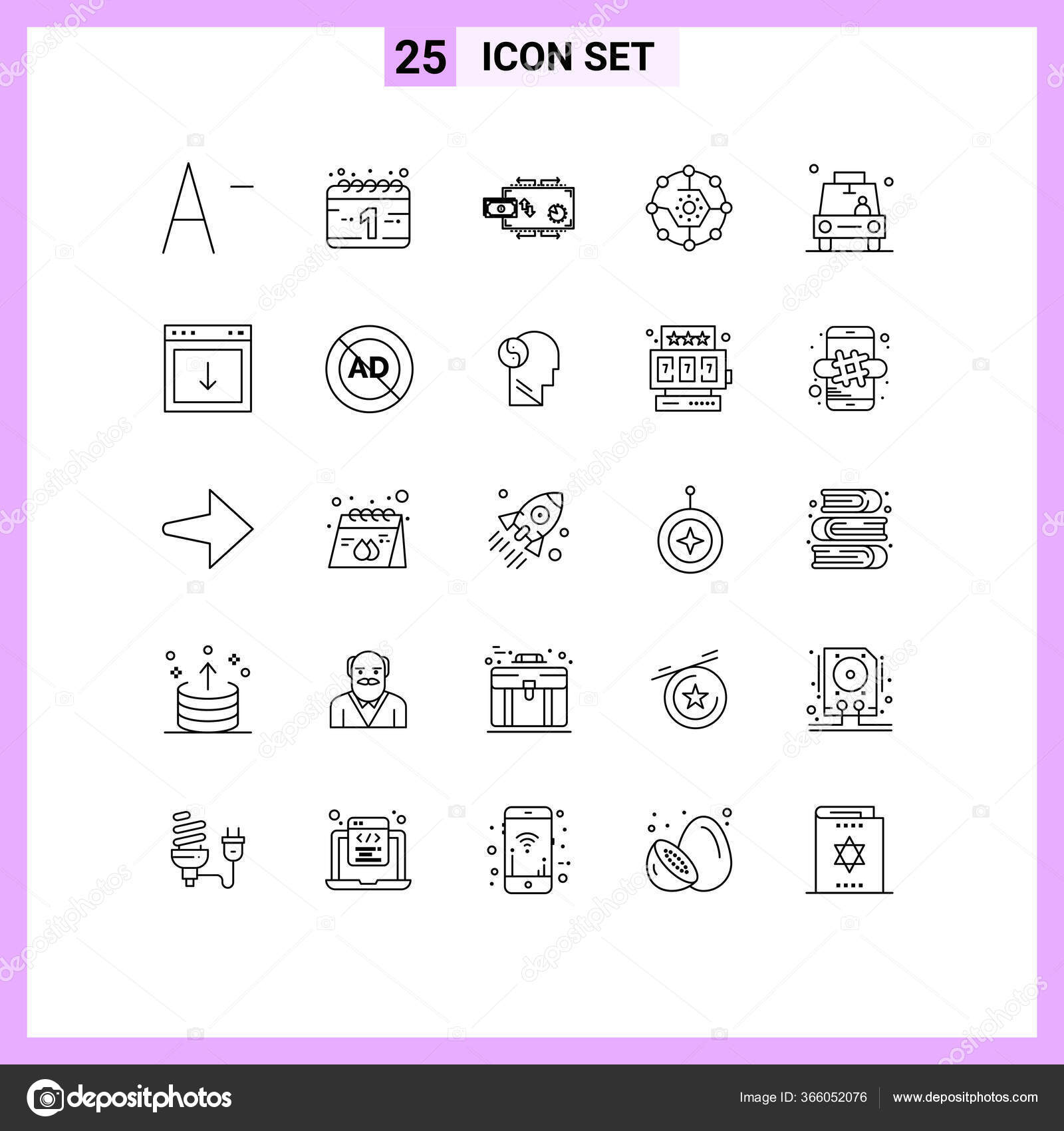 Pack Modern Lines Signs Symbols Web Print Media Location Car Stock ...