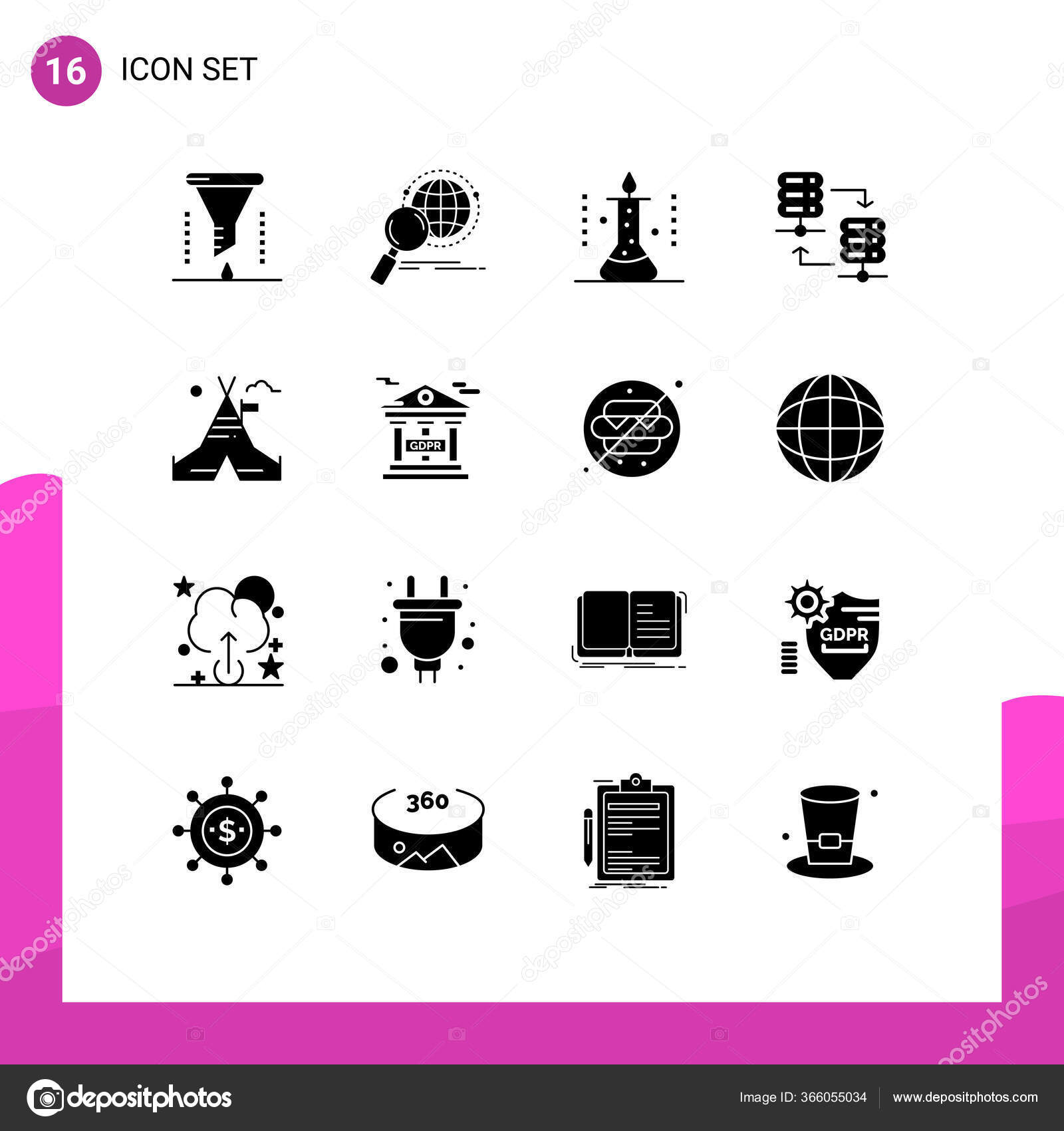 Set Vector Solid Glyphs Grid Server Rack Server Research Science Stock ...