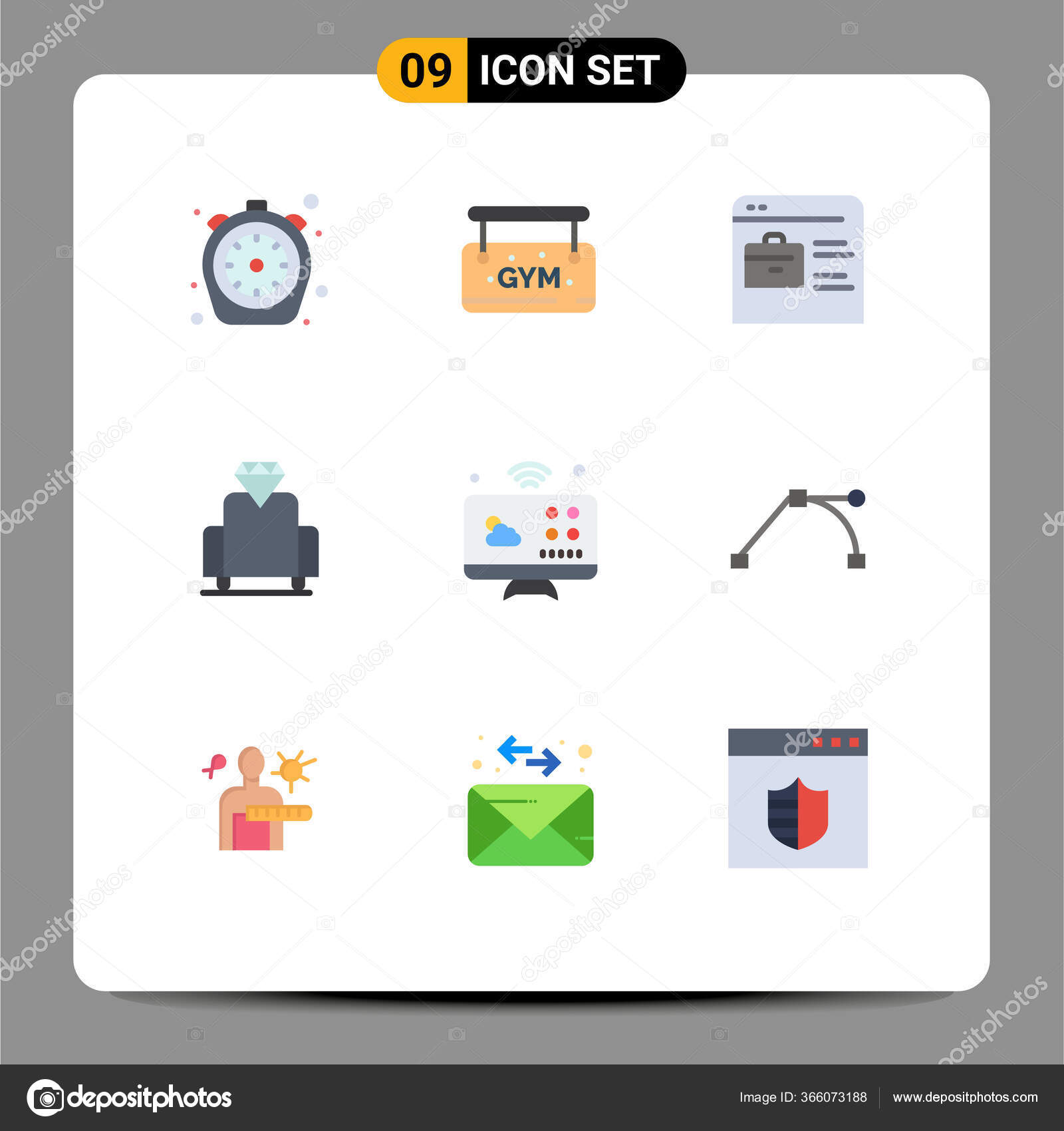 Set Modern Icons Symbols Signs Monitor Communications Bag Media Cinema ...