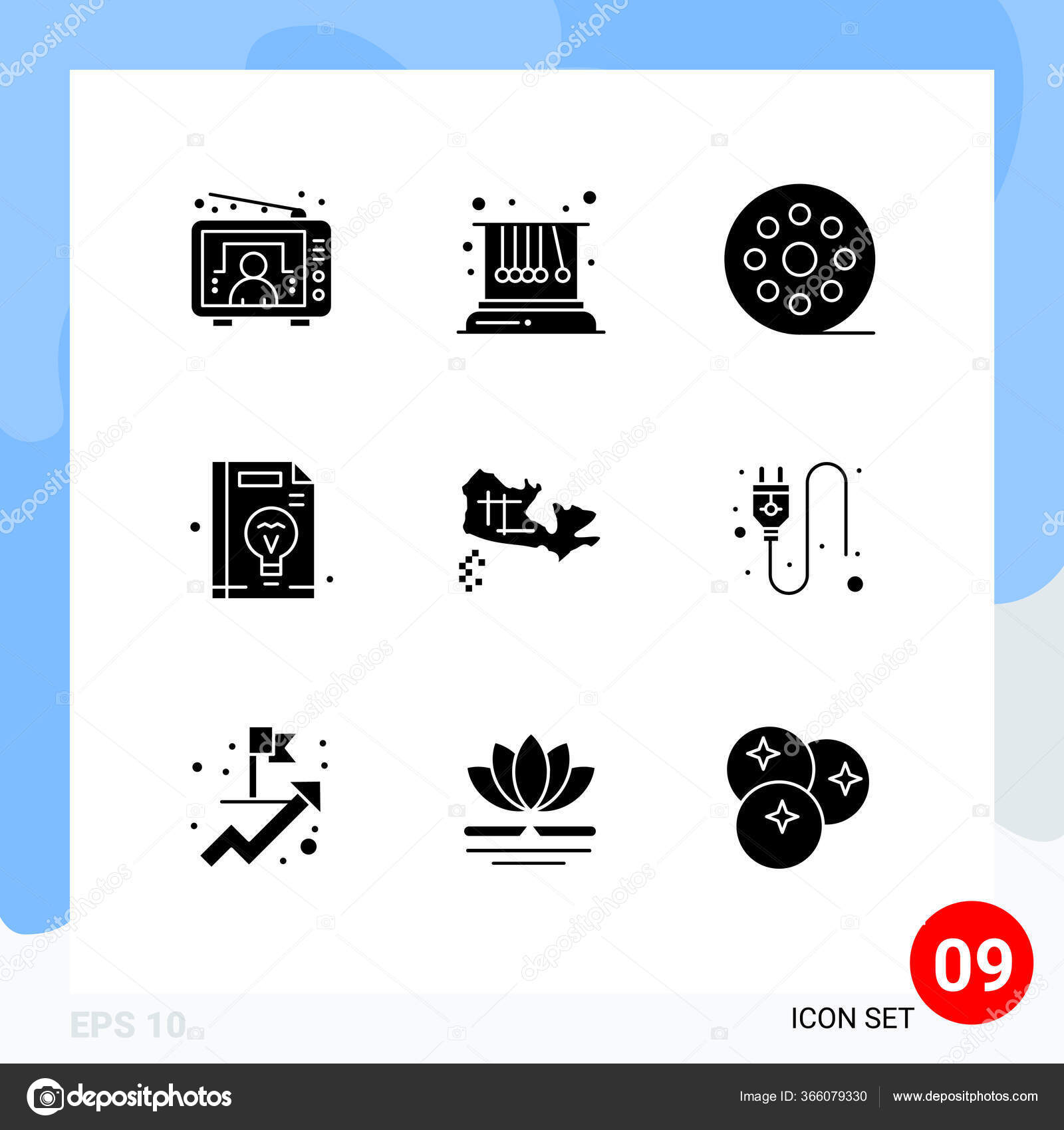 Pack Creative Solid Glyphs Map Idea Cinema Management Business Editable ...