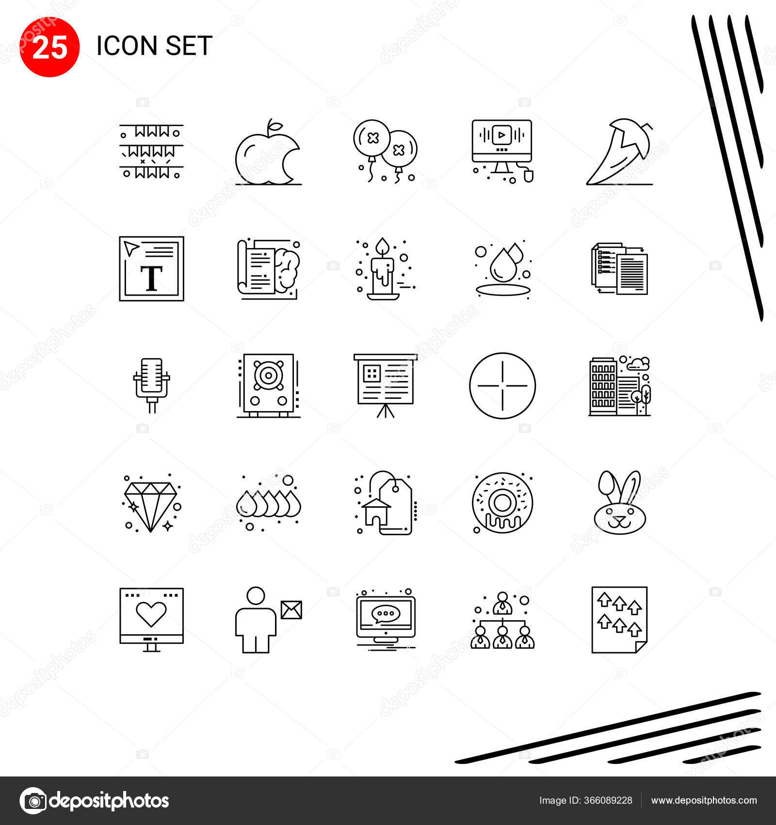 Pack Modern Lines Signs Symbols Web Print Media Chili Web Stock Vector ...