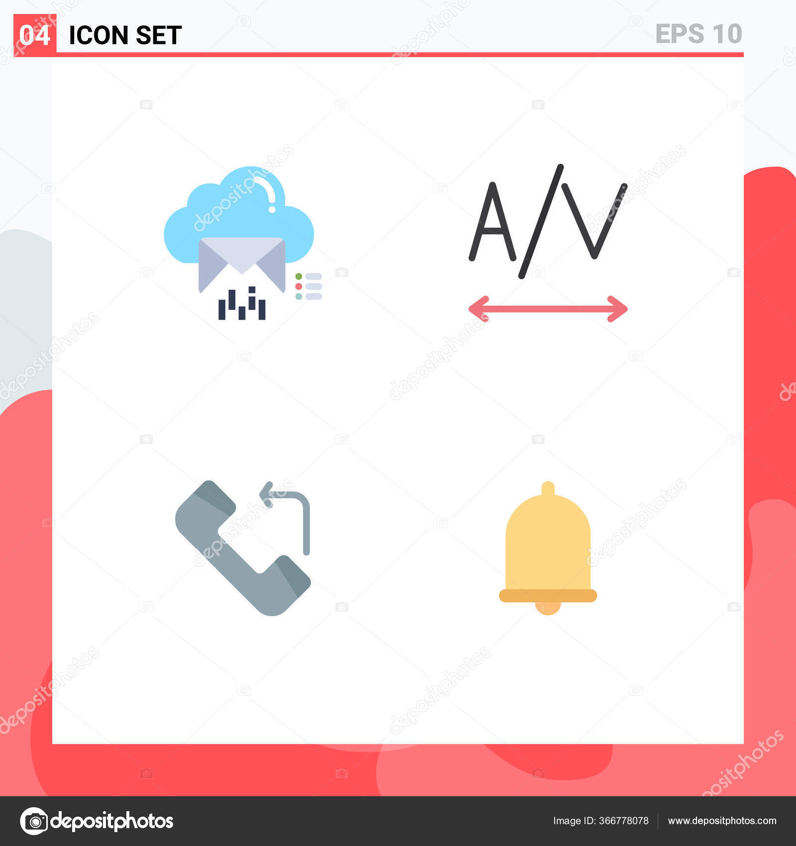Flat Icon Pack Universal Symbols Cloud Incoming Data Tracking Bell ...