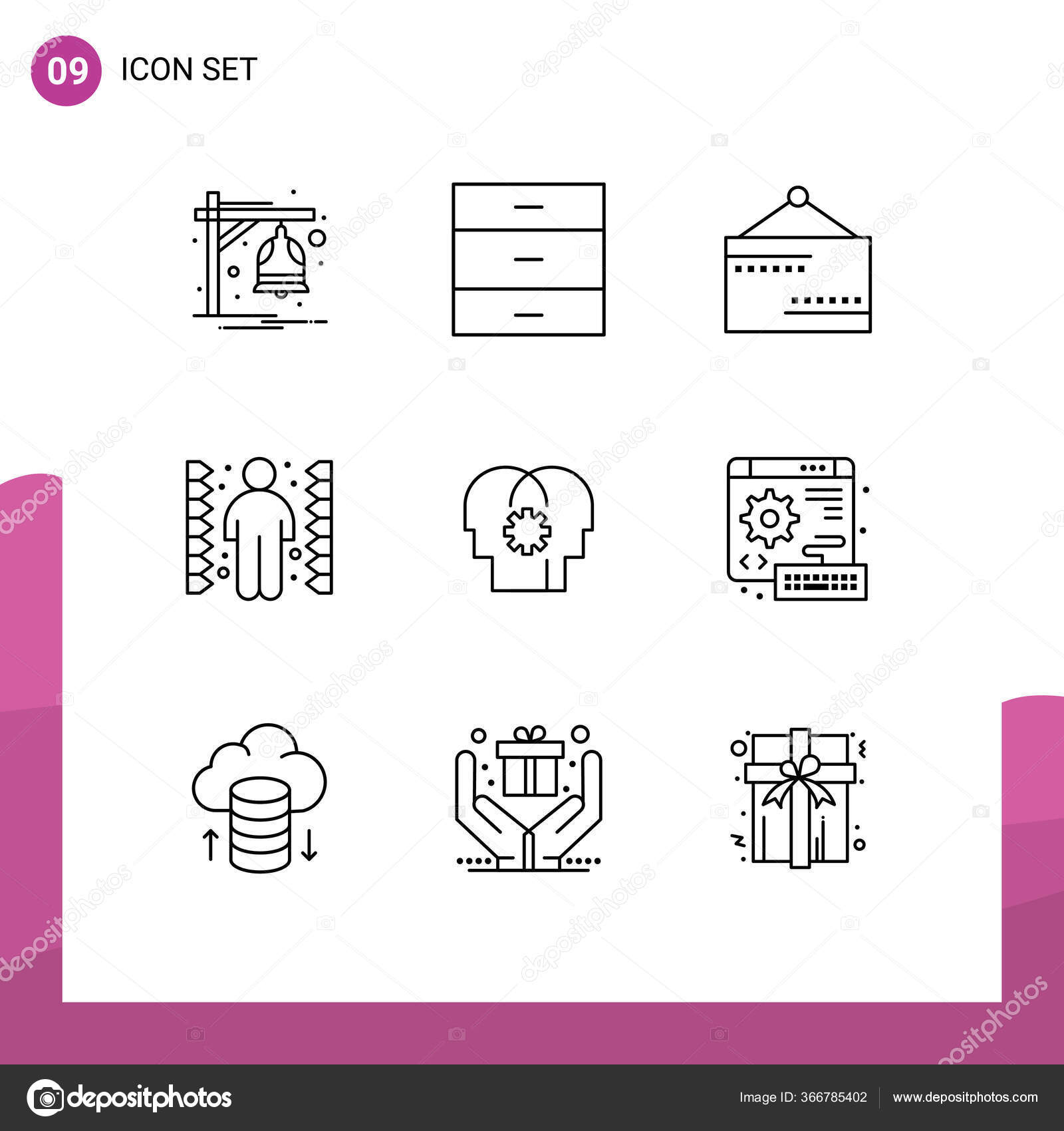 Mobile Interface Outline Set Pictograms Control Task Board Maze ...