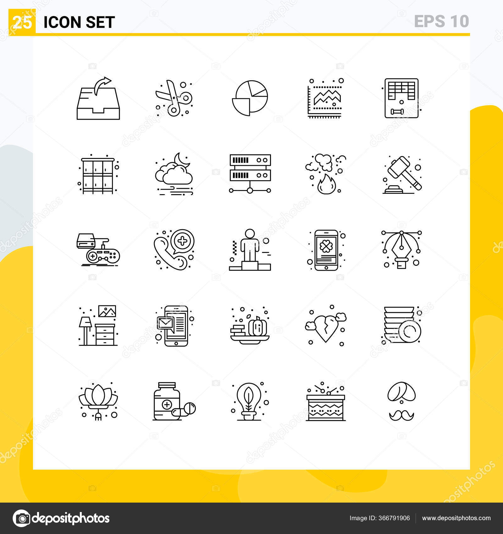 Universal Line Signs Symbols Game Arkanoid Chart Statistics Graph ...