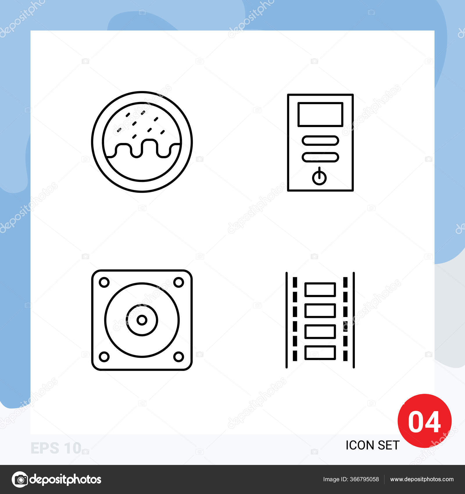 Set Modern Icons Symbols Signs Dessert Mechanic Computer Stabilizer ...