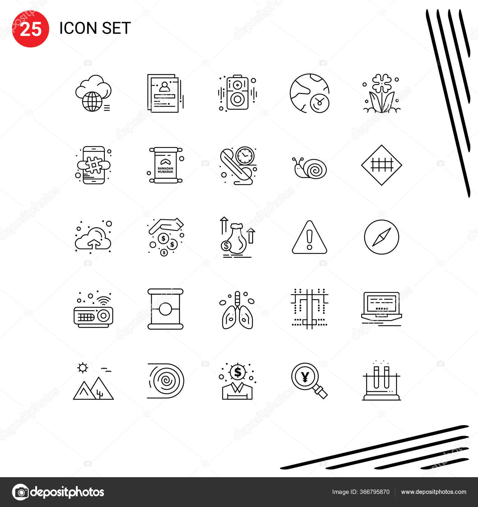 Universal Icon Symbols Group Modern Lines Research Information Student ...