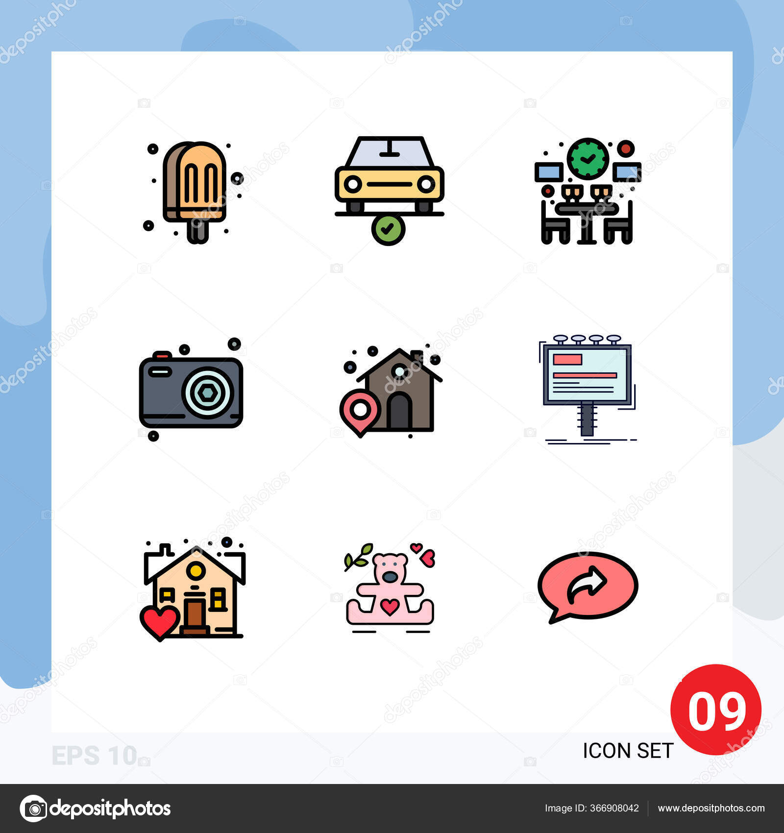 Piktogramm Set Mit Einfachen Filledline Flache Farben Des Geschäfts ...