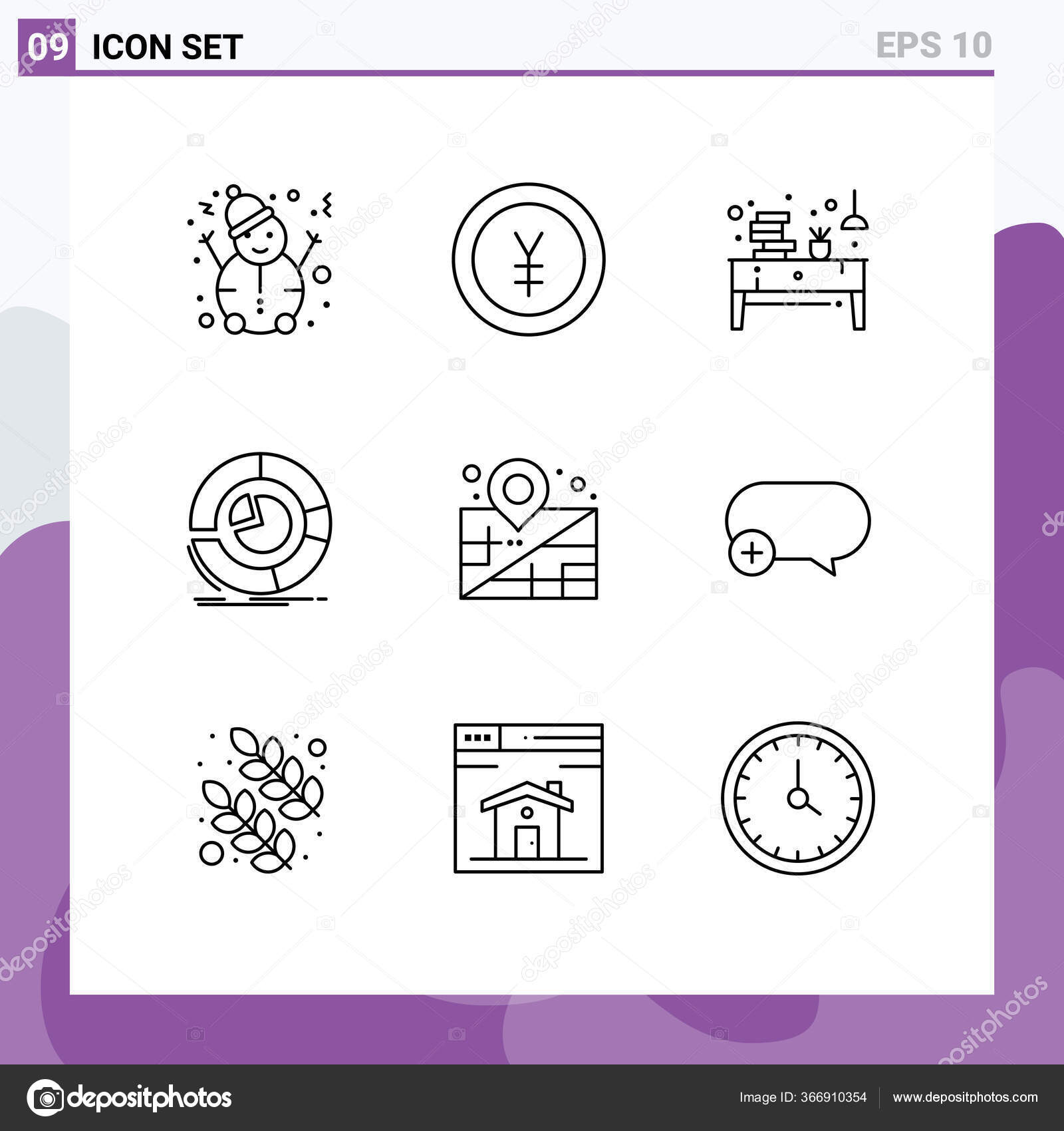 Universal Outlines Set Web Mobile Applications Location Diagram Desk Business Stock Vector By