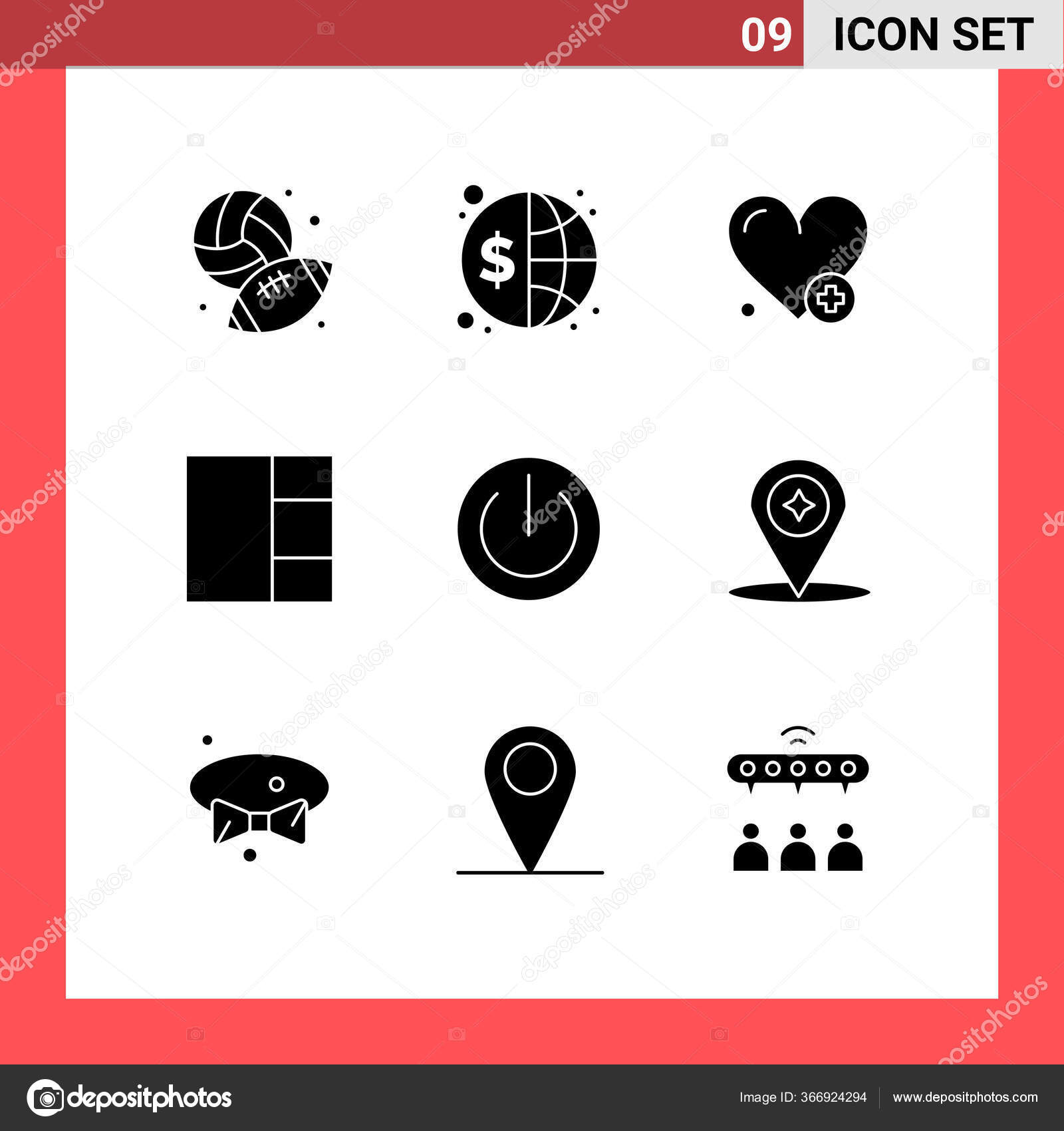 Set Commercial Solid Glyphs Pack Gadgets Devices Global Button Grid ...