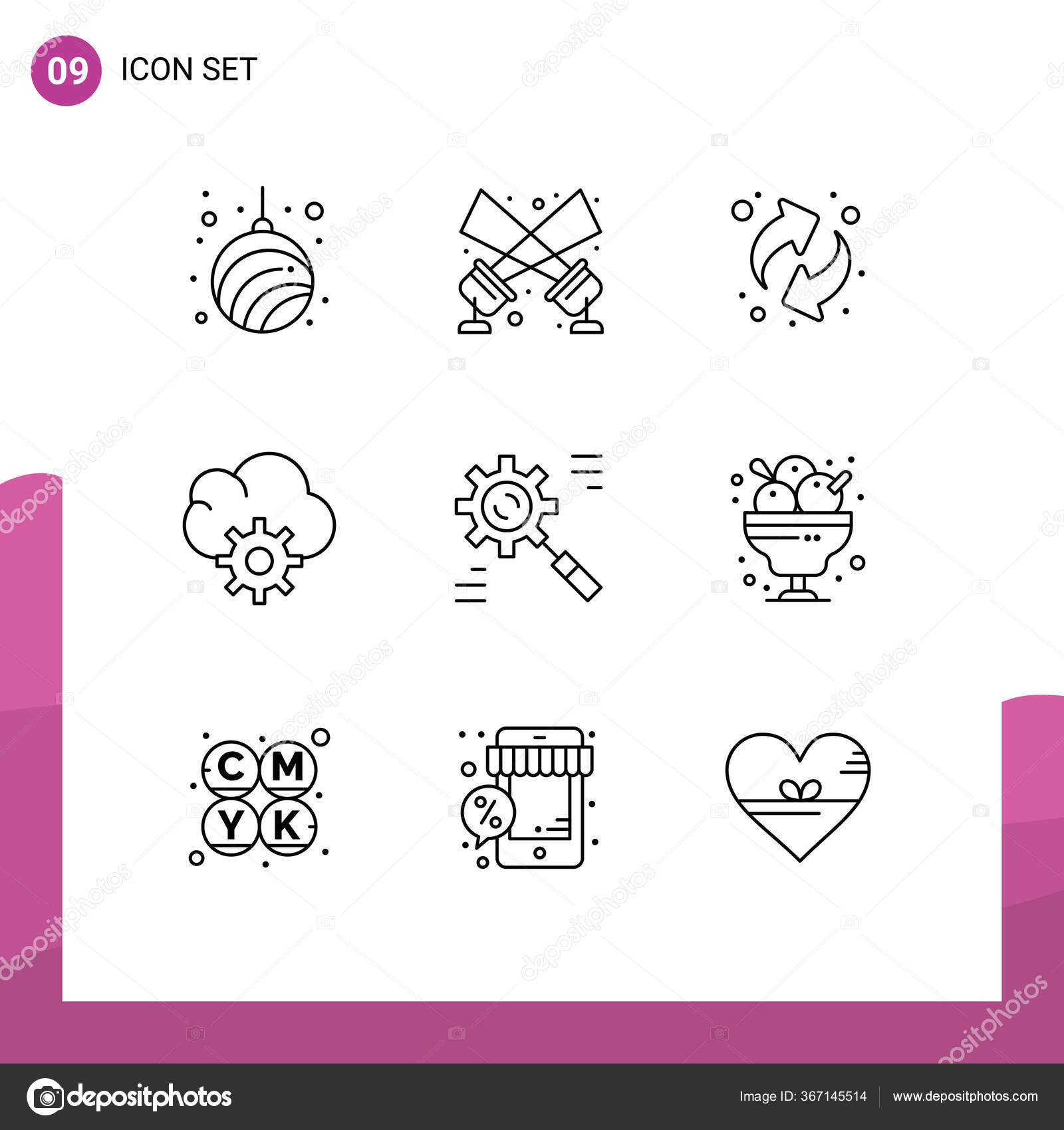 Universal Outline Signs Symbols Data Business Disco Light Data Cloud ...