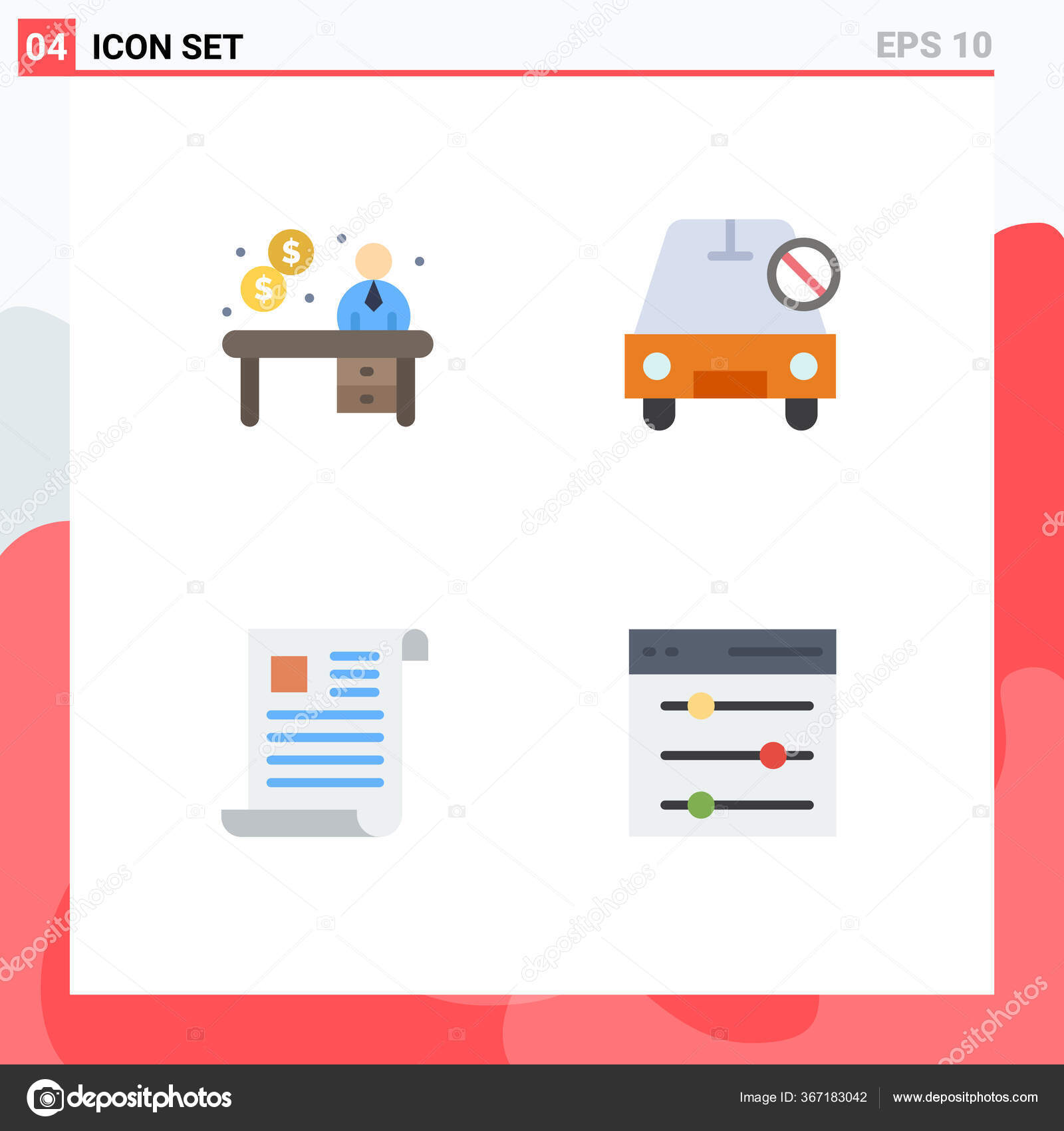 Group Flat Icons Signs Symbols Business Data Reception File Editable ...