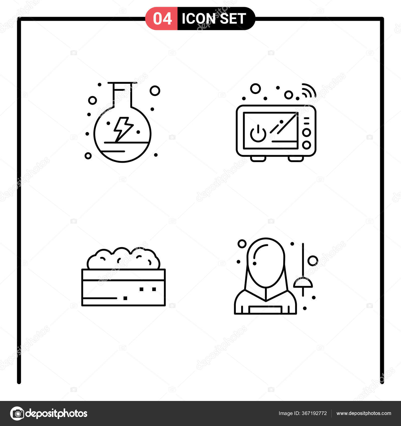 Line Pack Universal Symbols Electricity Bush Flask Kitchenware Plant ...